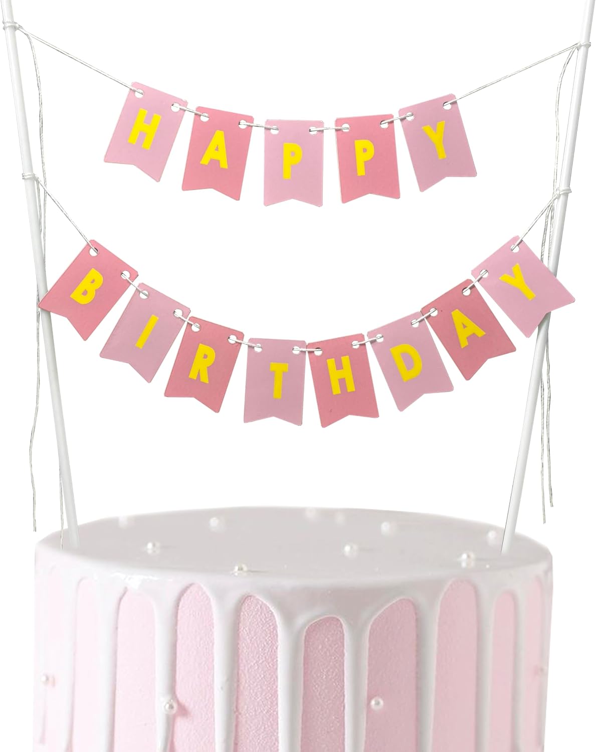 Amazon.com: Birthday Cake Banner Collection Handmade Pre-Punched Pink ...