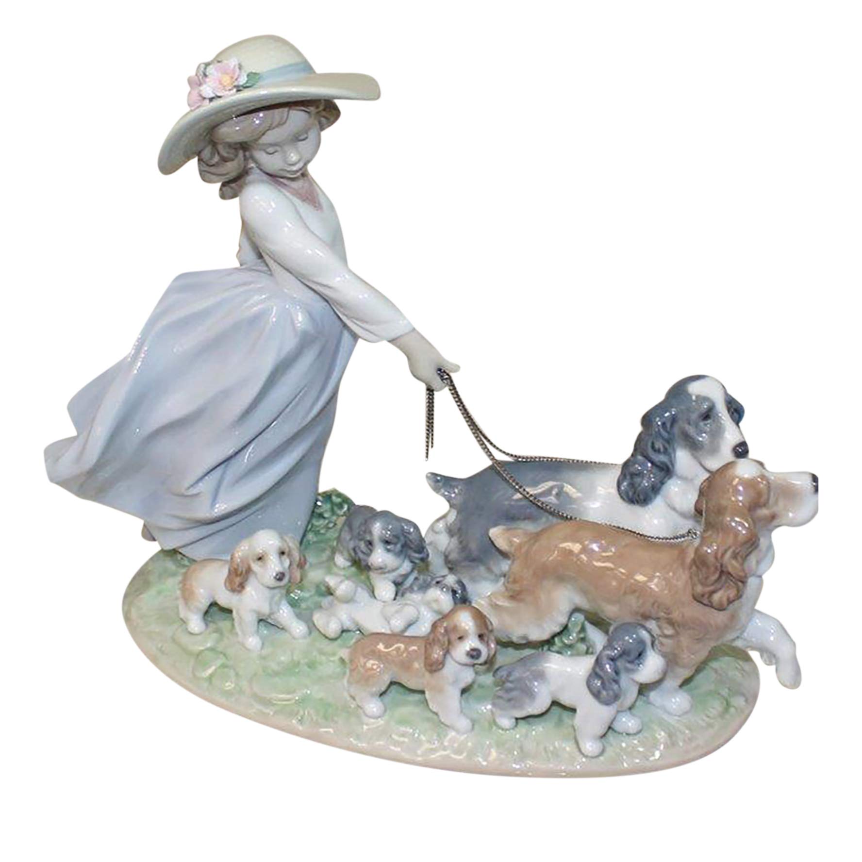 LLADRÓ Puppy Parade Girl With Dogs Figurine. Porcelain Figure Figure ...