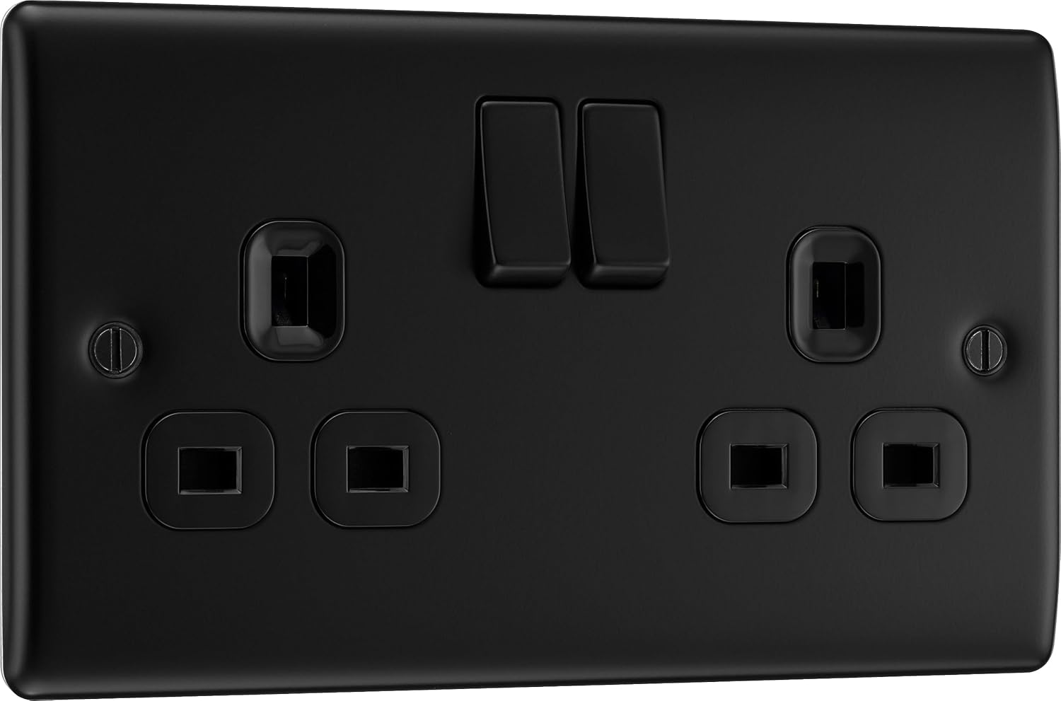 BG Electrical Double Switched Power Plug Wall Socket, Nexus Metal, Matt ...