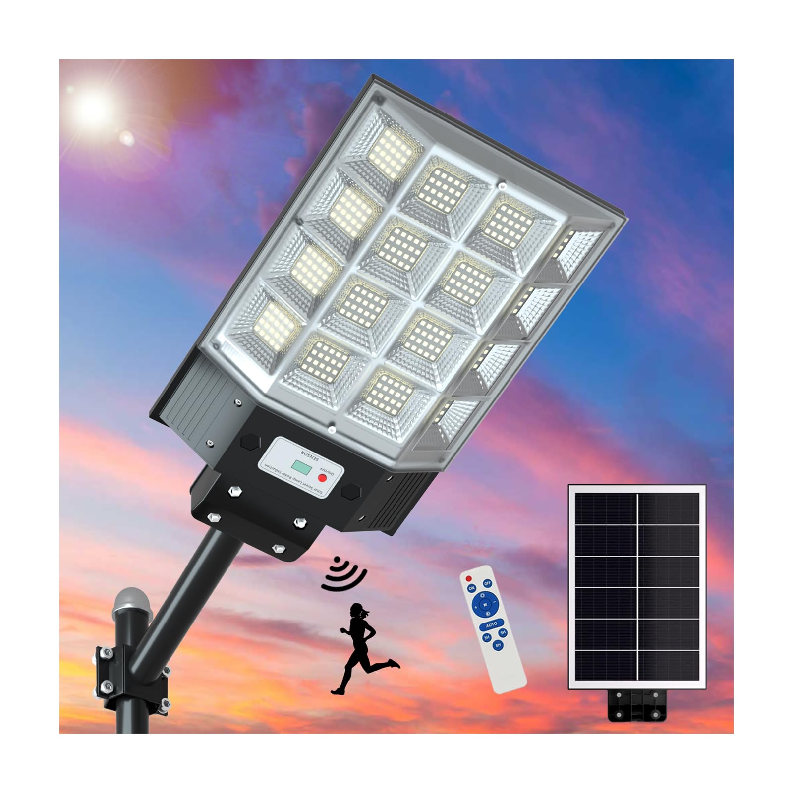 WaitScher Solar Flood Light 3000W Motion Sensor Light Dusk to Dawn ...
