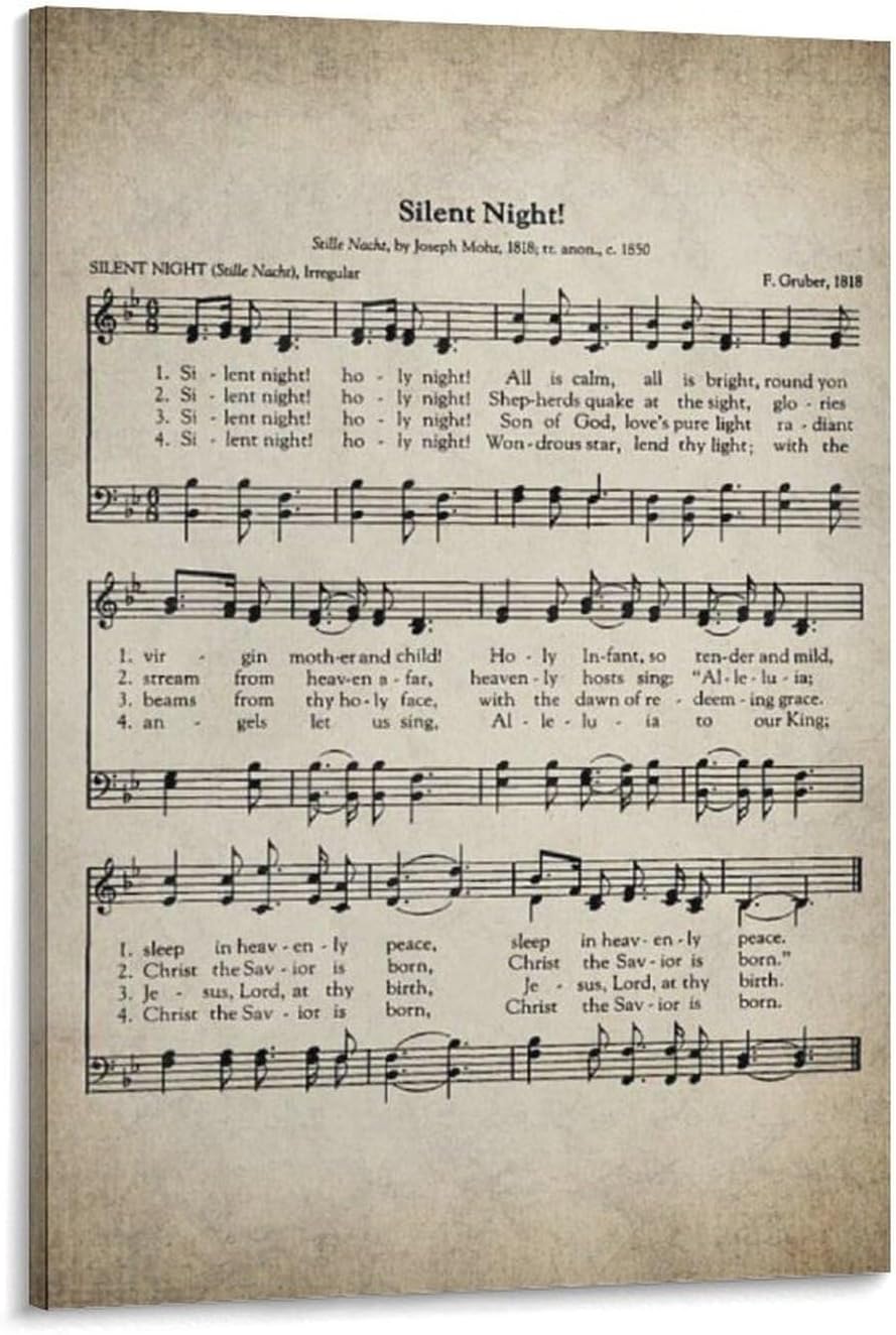Amazon.com: Christmas Vintage Mural - Silent Night Song Sheet Music ...