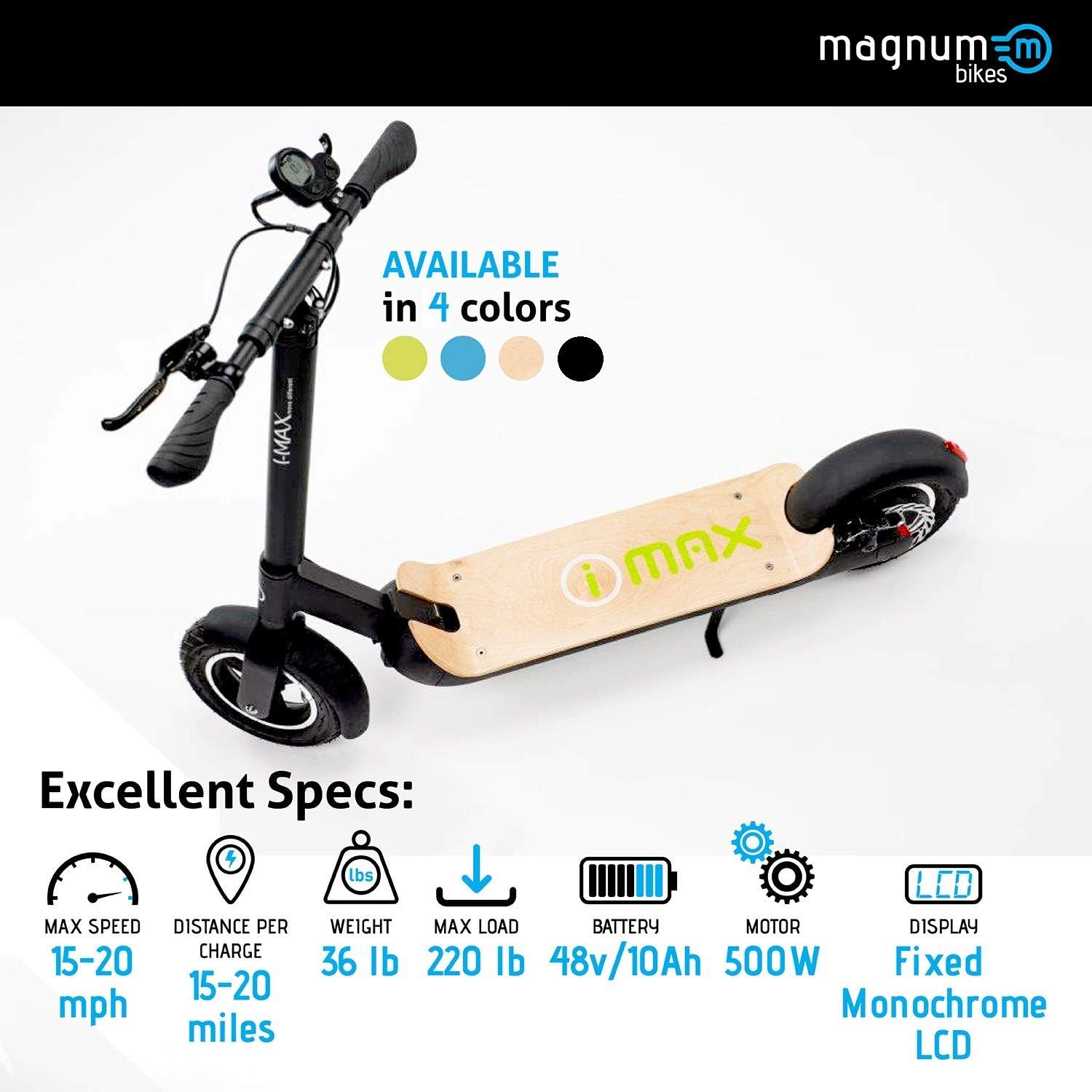 Amazon.com: Magnum Premium S1+ Adult Electric Scooter – 500W, Large ...