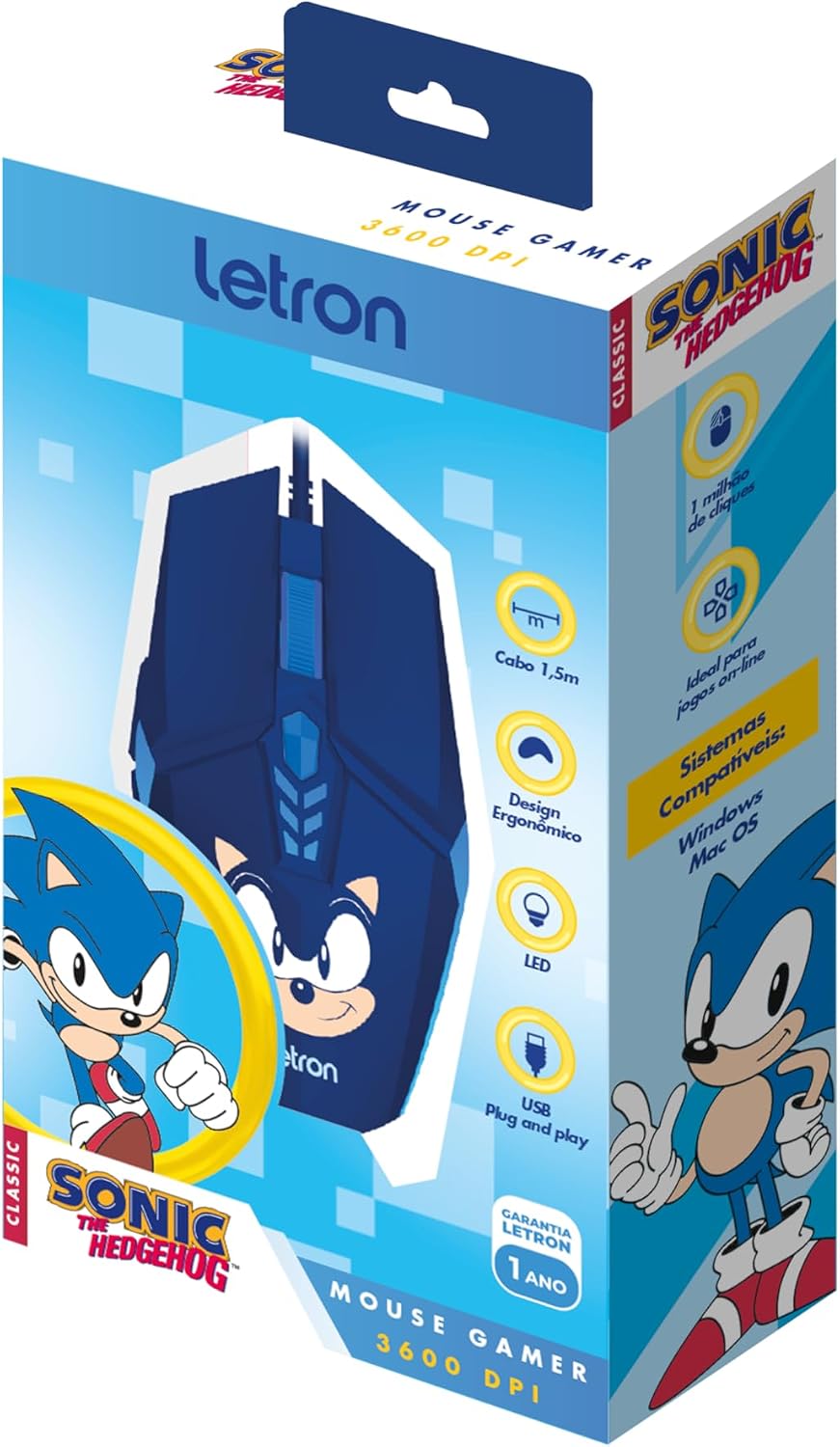 MOUSE GAMER RGB 6 BOTOES 3600 DPI SONIC LETRON | Amazon.com.br