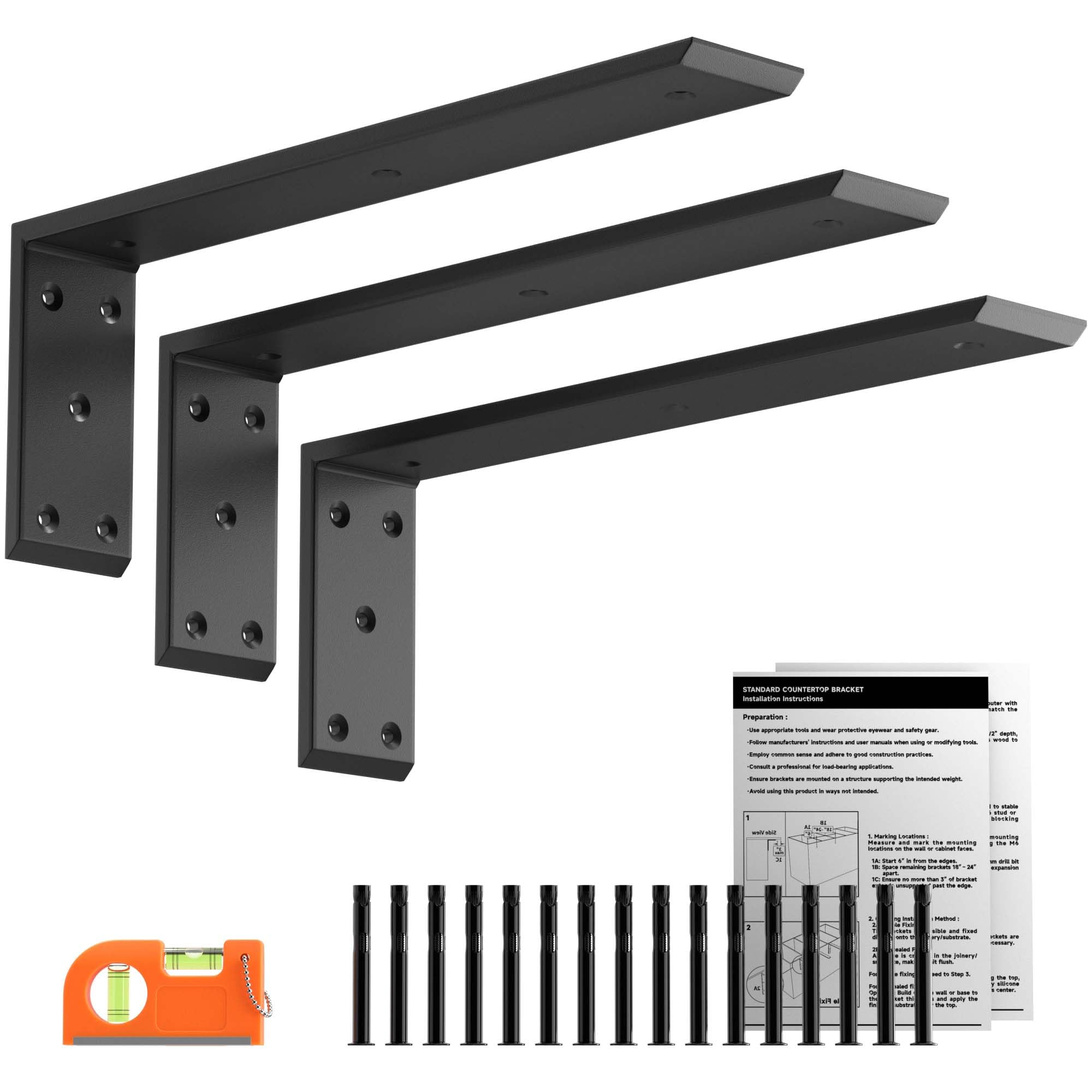 Snapklik.com : 16" Countertop Support Brackets 3 Pack, 3/8" Thick Heavy ...