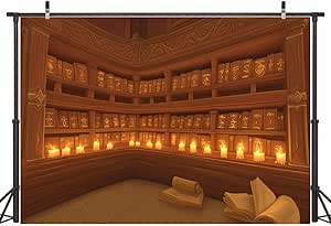 Amazon.com : Photo Backdrop Magical Stately Bookcase Arcane Symbol ...