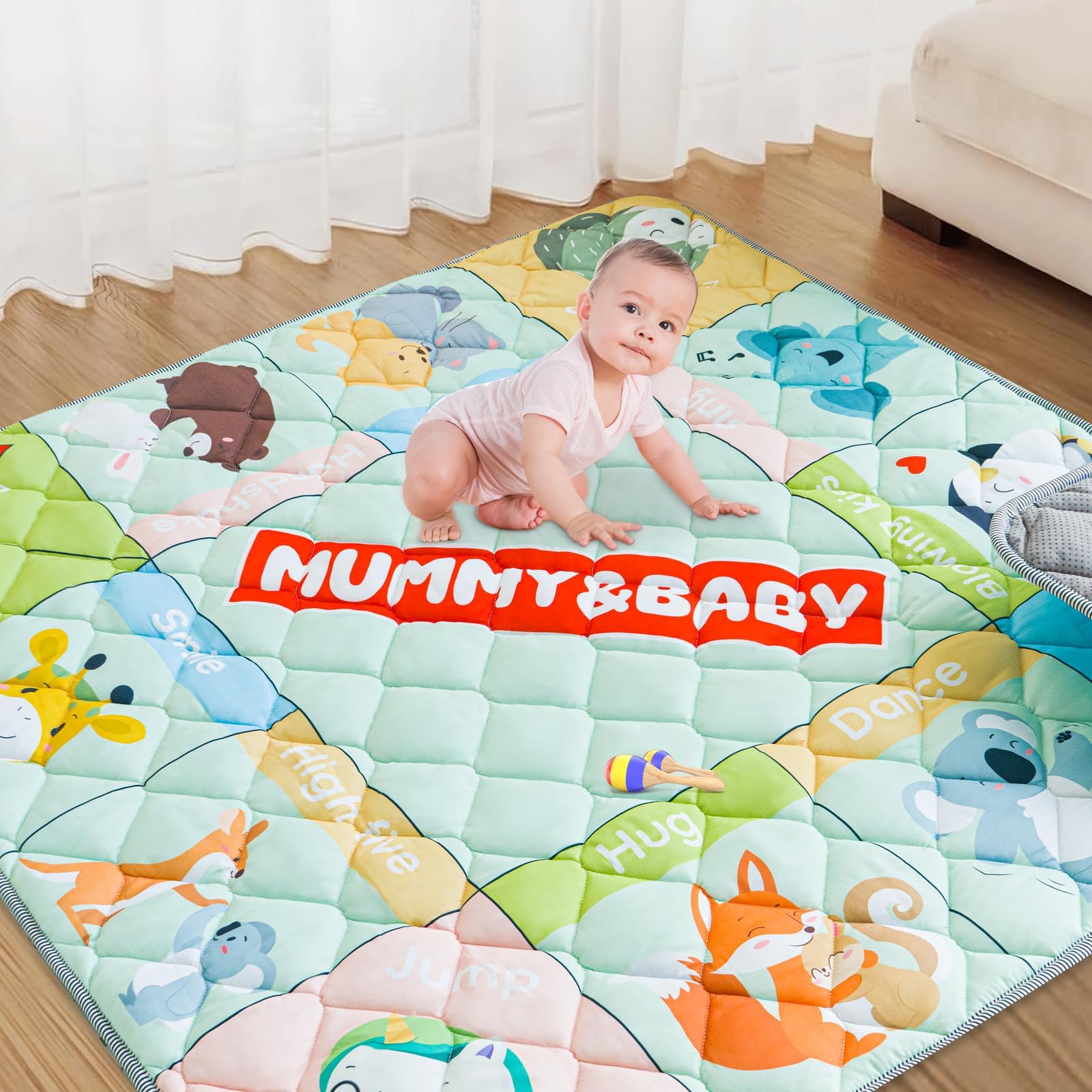 Amazon.com : Funtery 43 x 43 Inch Boho Rainbow Baby Play Mat Portable ...