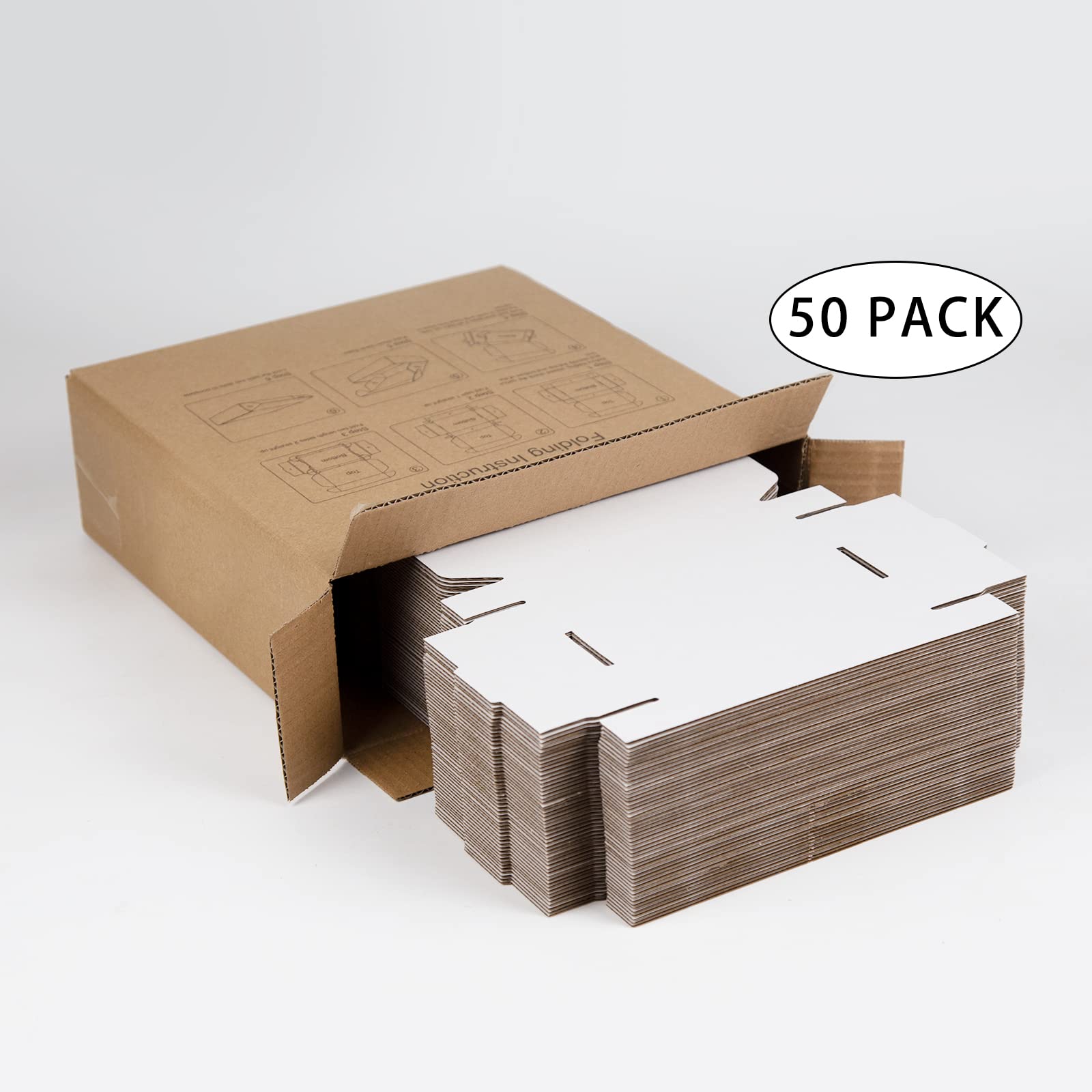 SUNLPH 50 Pack 6x4x1 Inches Small Shipping Boxes, White Corrugated ...