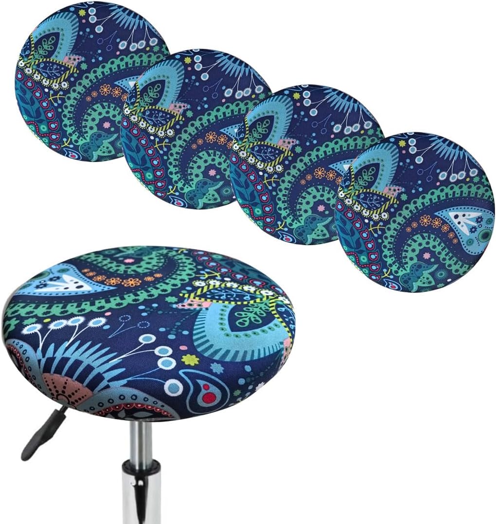 Amazon.com: Levoberg Stool Cover Round 4 Pack Printed Bar Stool Seat ...