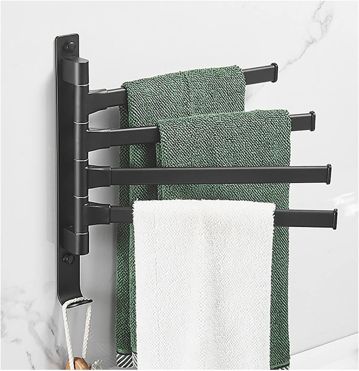 Amazon.com: Towel Rack/Black Rotating Towel Bar Movable Wall Hanging ...