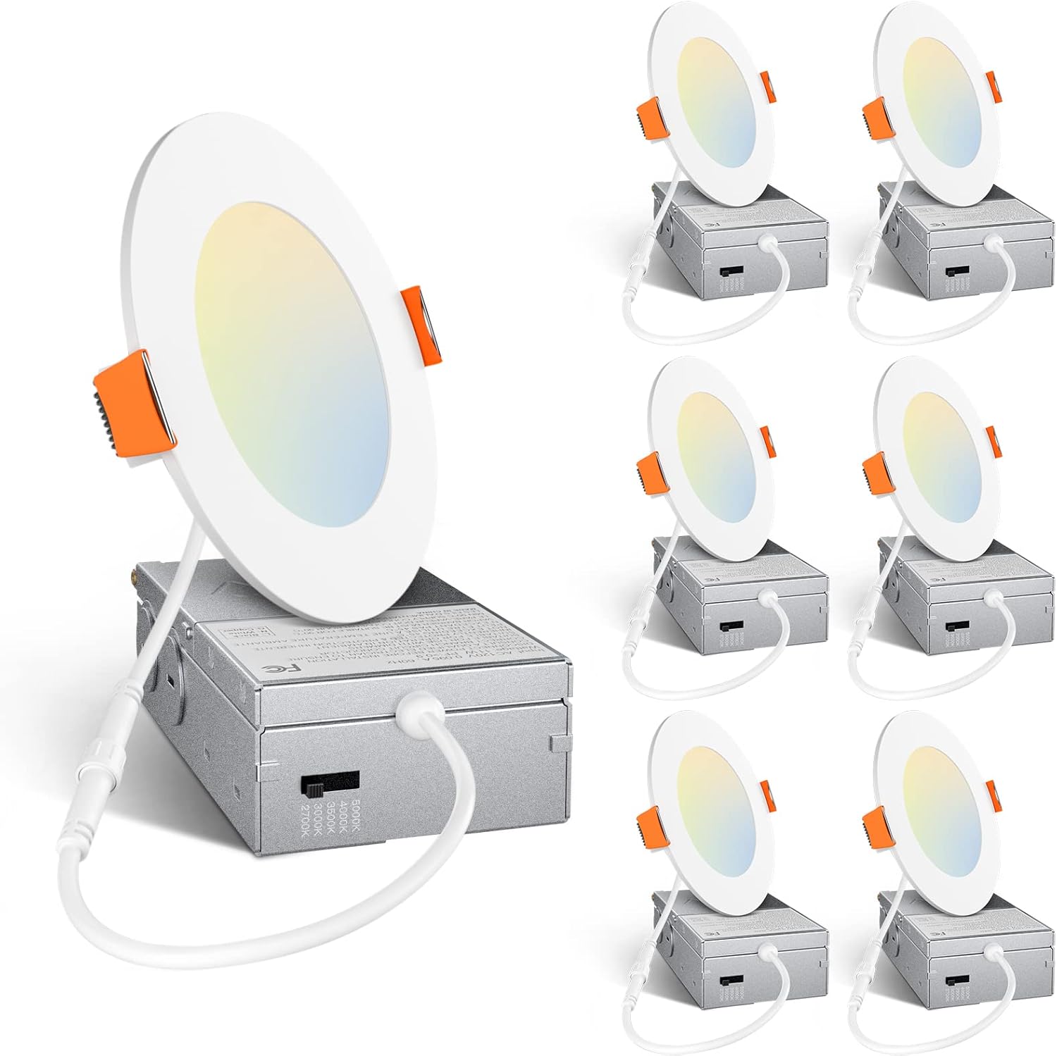 Amico 6 Pack 4 Inch 5CCT Ultra-Thin LED Recessed Ceiling Light with ...