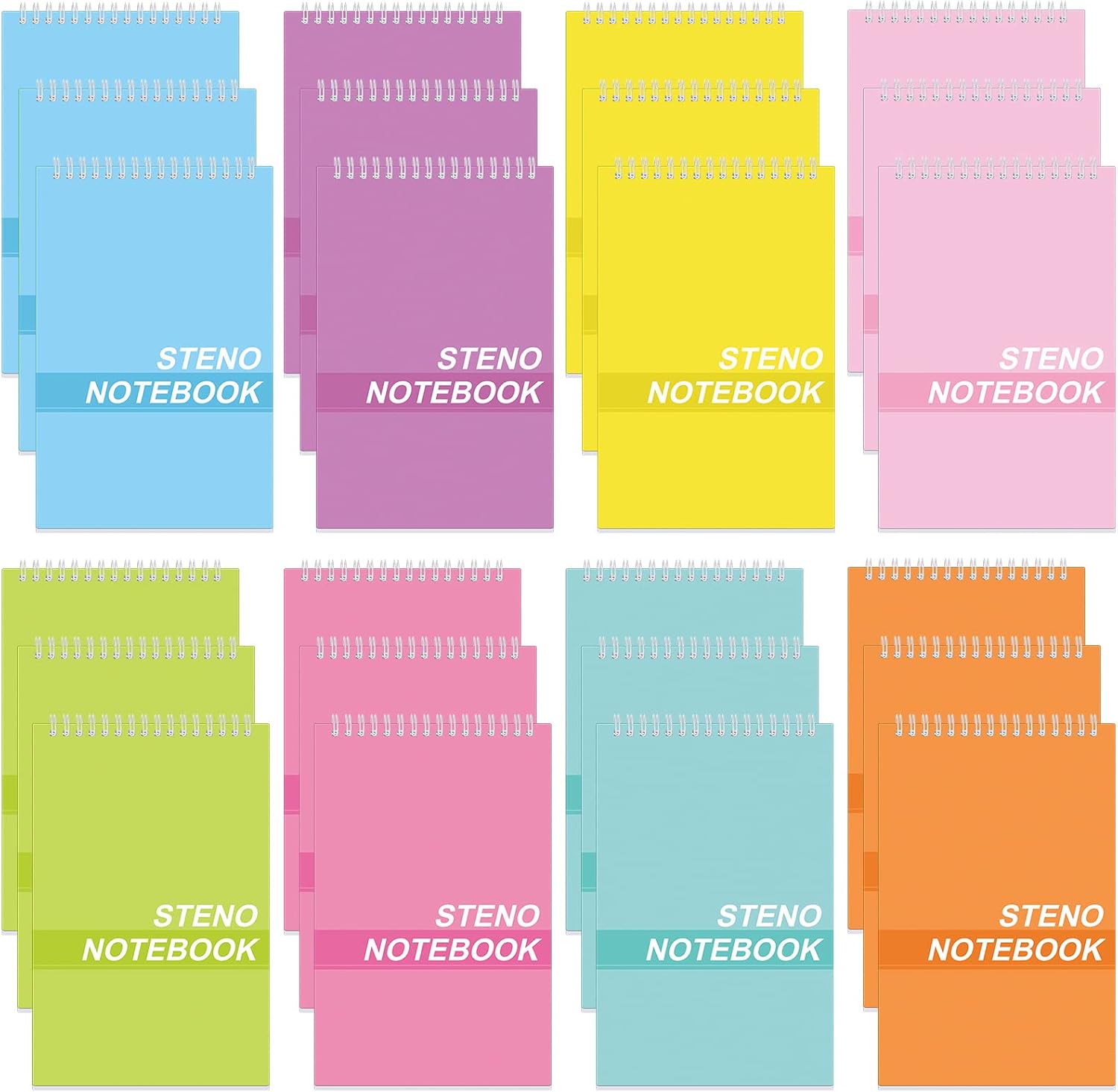 Amazon.com : Gueevin 24 Pads Spiral Steno Pads 6 x 9 Inches Steno ...