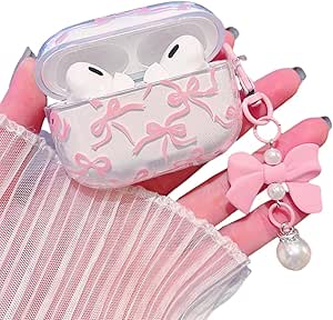 Amazon.com: MINSCOSE Compatible with AirPods Pro 2 Clear Case,Cute Ribbon Bow Pretty Aesthetic ...