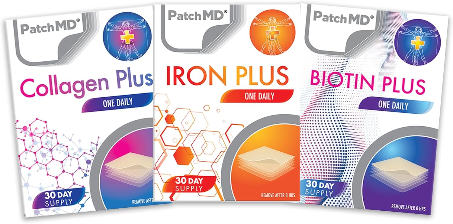 Amazon.com: Iron Plus, Collagen, & Biotin Plus Topical Patch Bundle - 30 Days Supply : Health ...