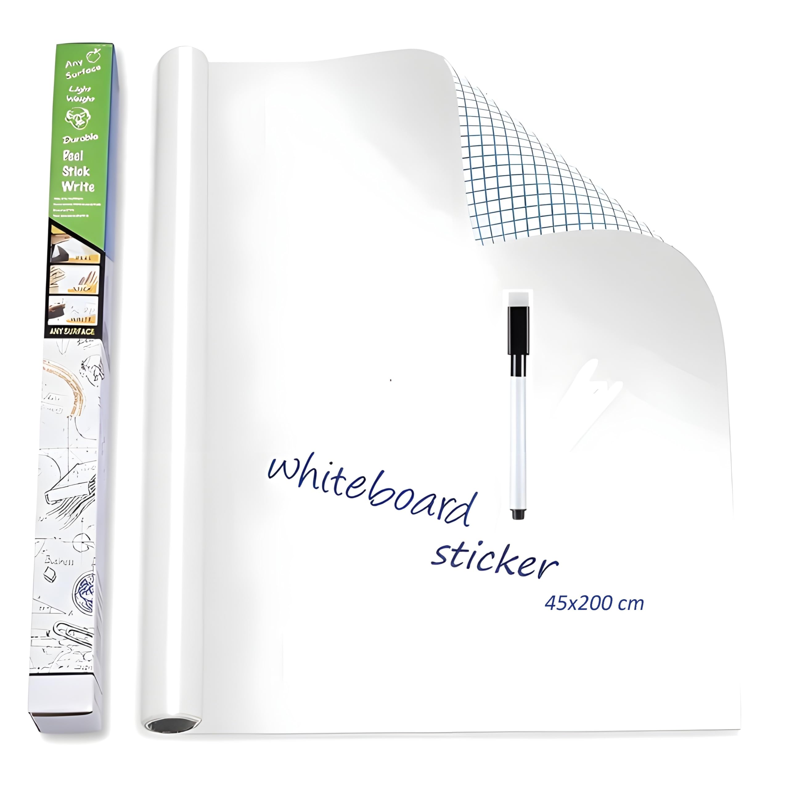 YAJNAS 45x200 CM Whiteboard Sticker for Kids, Home, School & Office ...