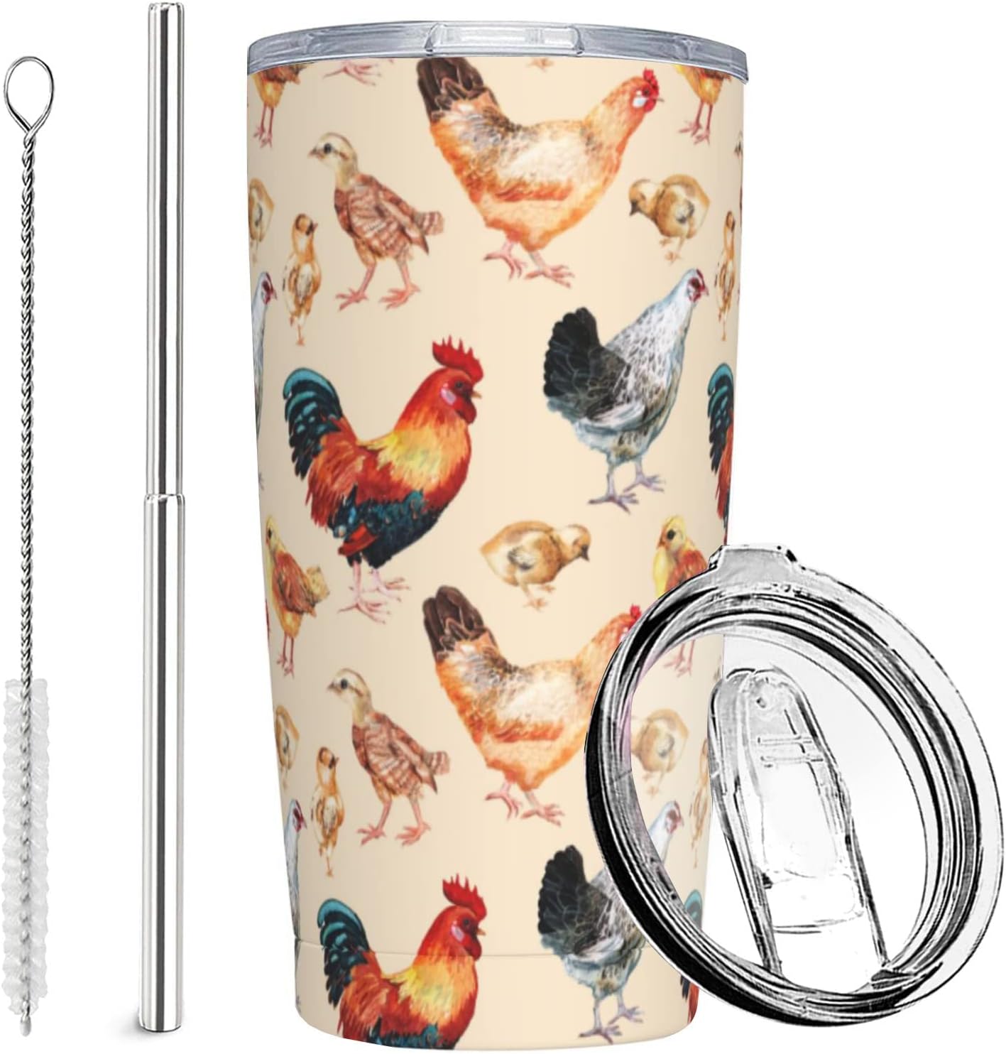 Amazon.com | Chicken Tumbler with Lid and Straw, 20 Oz Stainless Cup ...