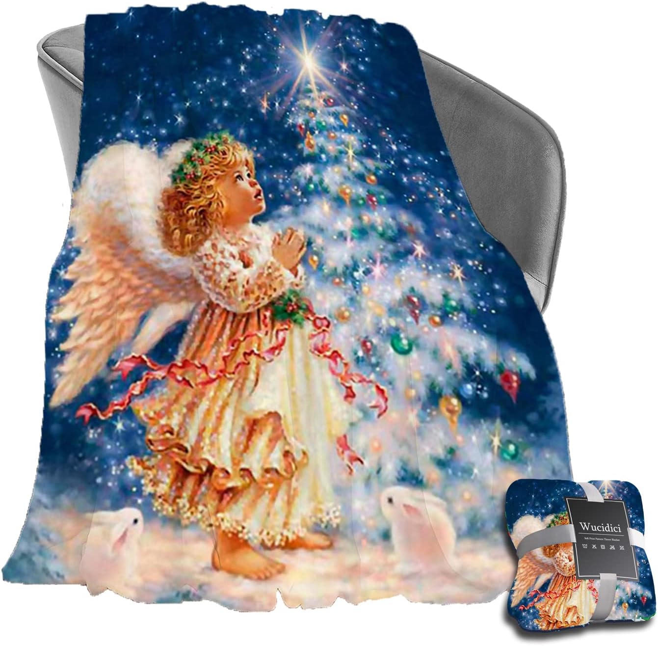 Amazon.com: Wucidici Christmas Angel Fleece Throw Blanket Soft ...