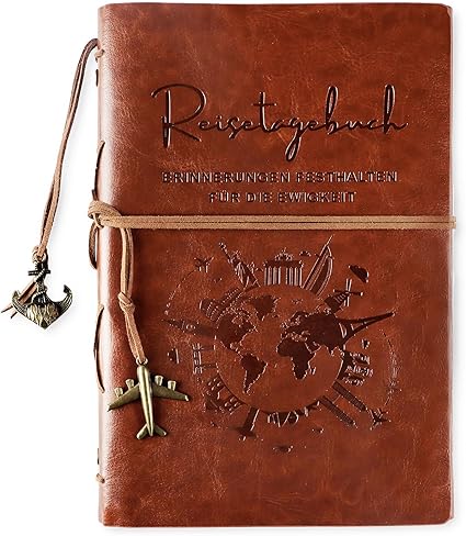 A5 Quaderno Taccuino Agenda da Viaggio in Pelle, Vintage, ad Anelli, Pagine Removibili, Diario ...