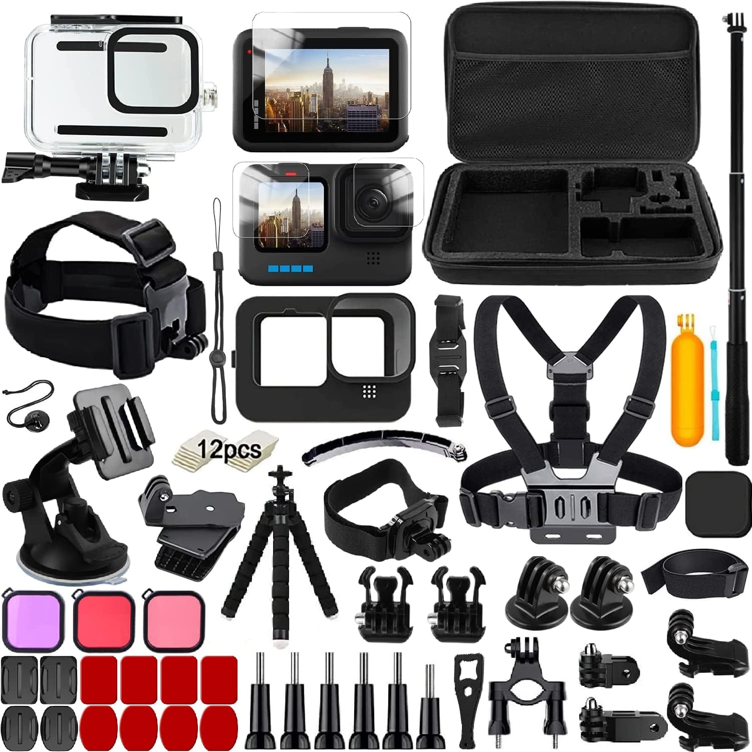 YAVOCOS 65-in-1 Accessories Kit for GoPro Hero 12/11/10/9 Black, Action ...