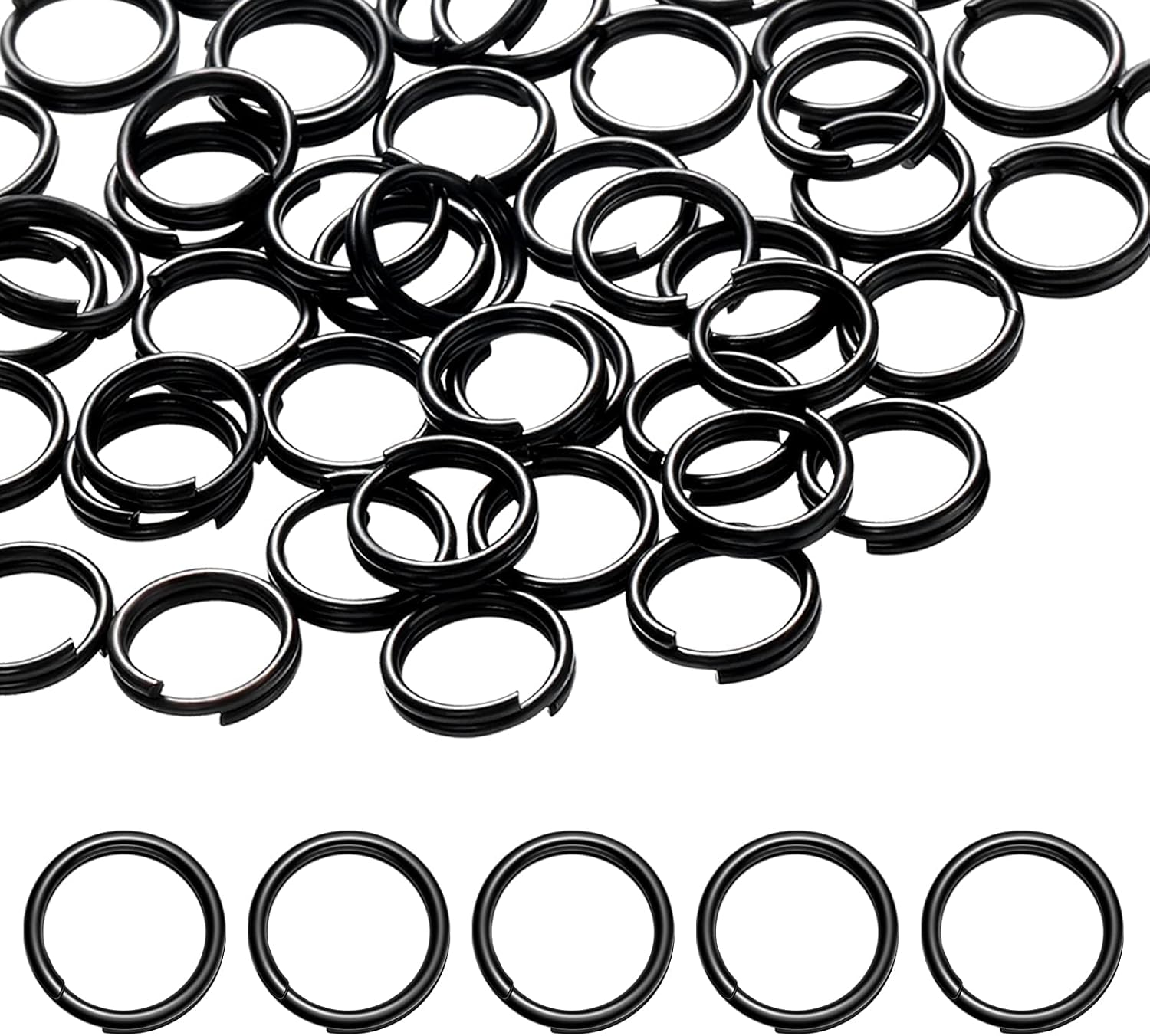 10mm Key Rings Stainless Steel, 60Pieces Round Black Split Rings Small ...