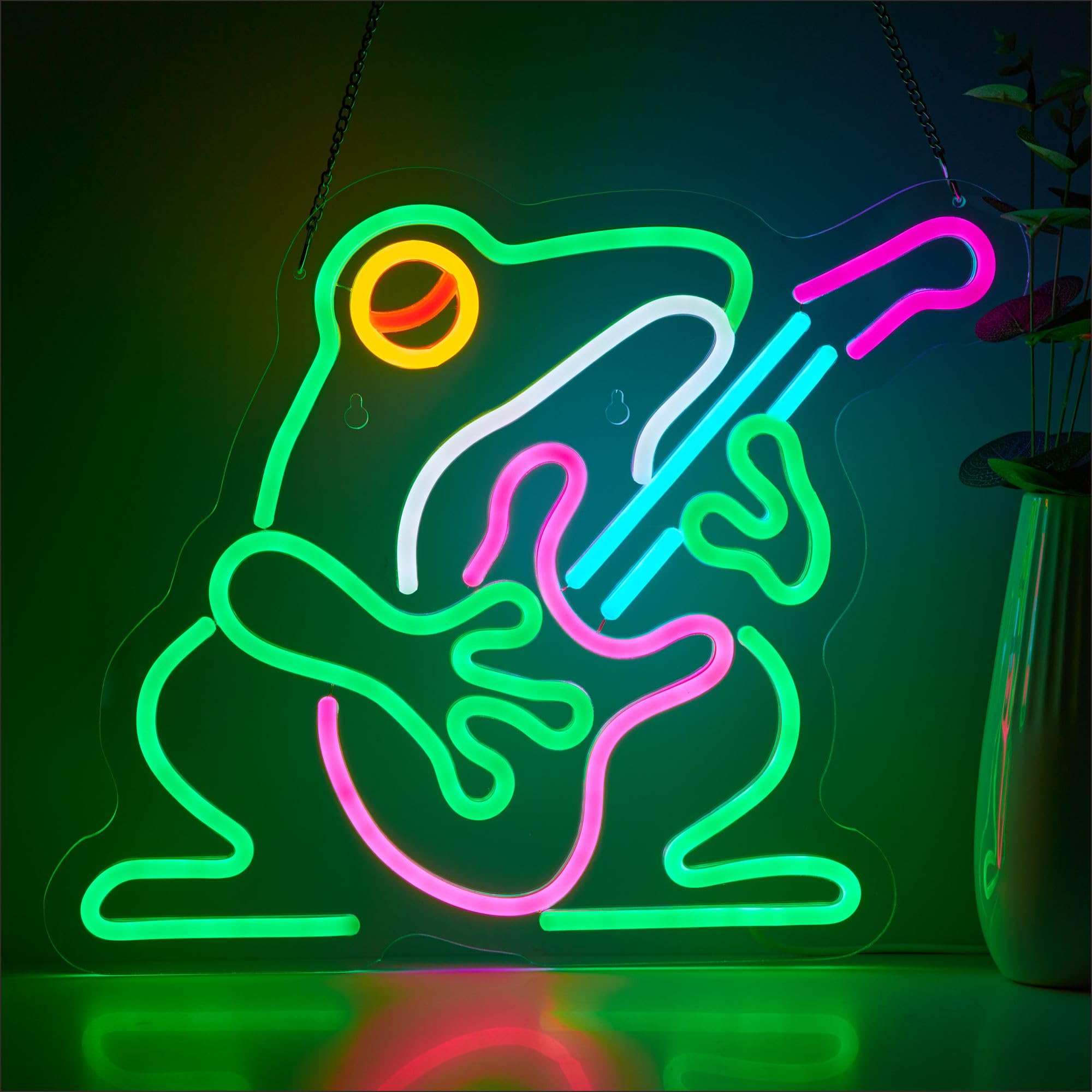 Amazon.com : Cowboy Frog Neon Sign for Wall Decor, Musician Frog LED ...
