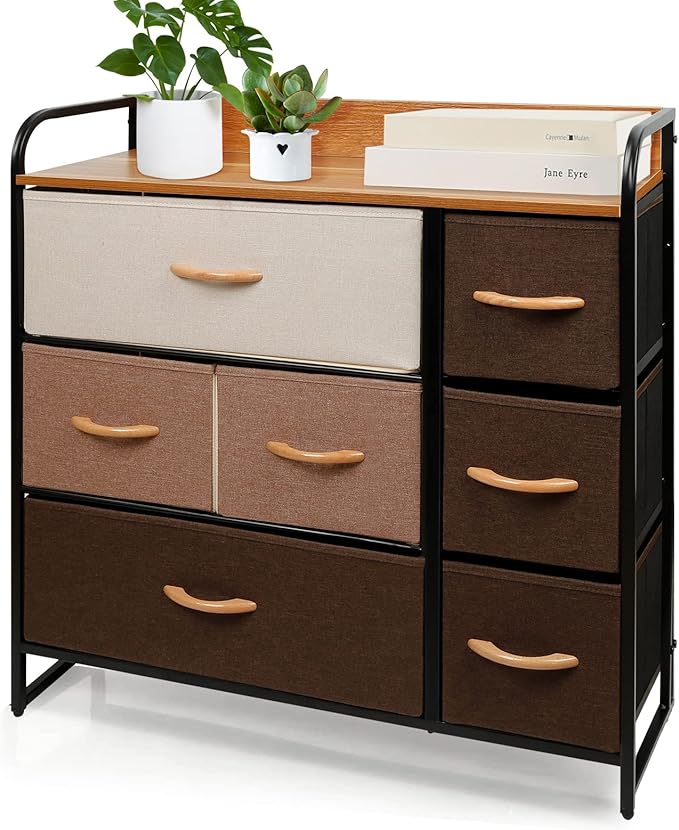 Commode avec 7 tiroirs,Commode Chambre Adulte Meuble de Rangement ...