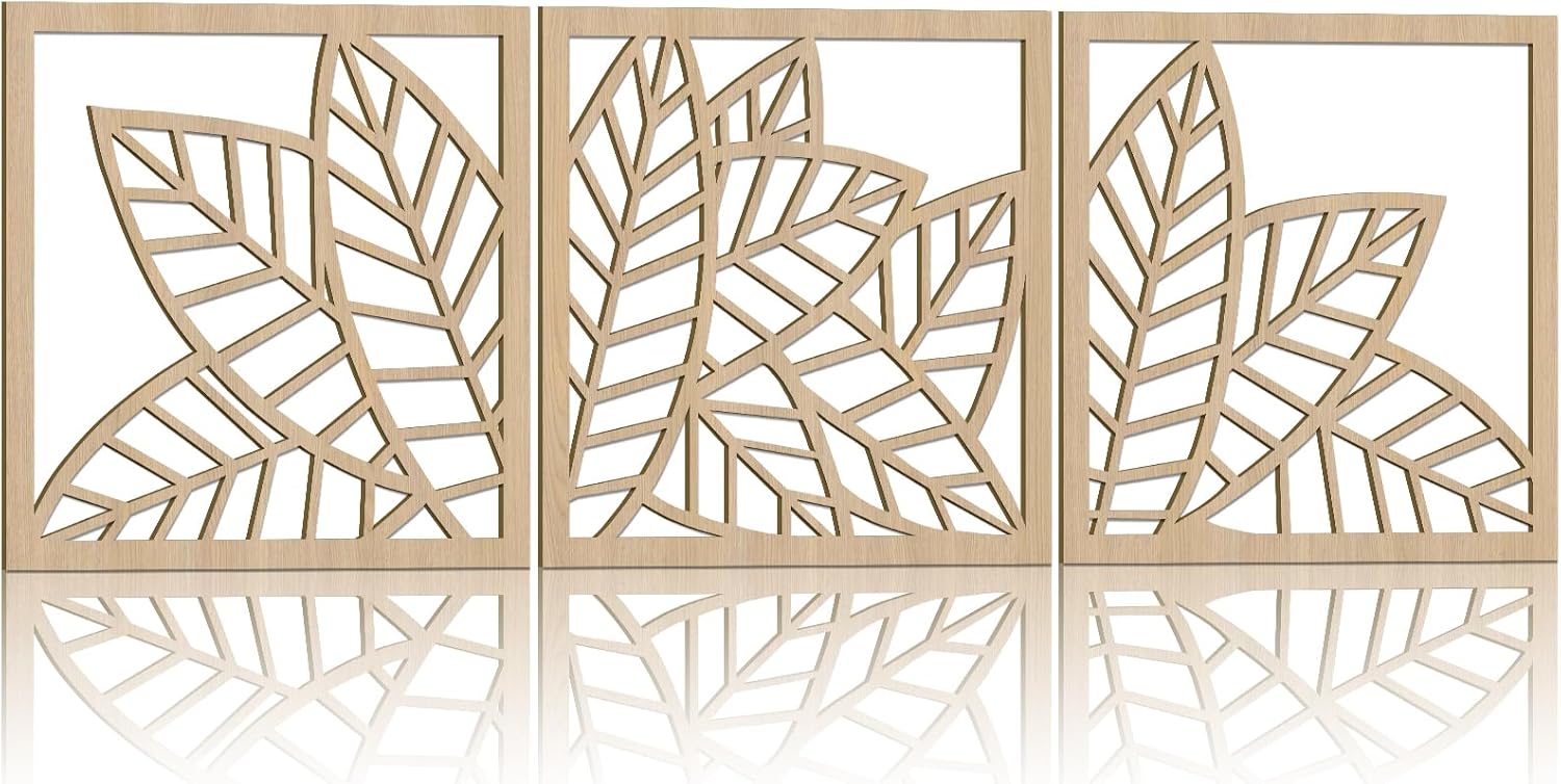 Amazon.com: AUIAU Boho Tropical Leaf Wood Wall Art Minimalist Palm ...