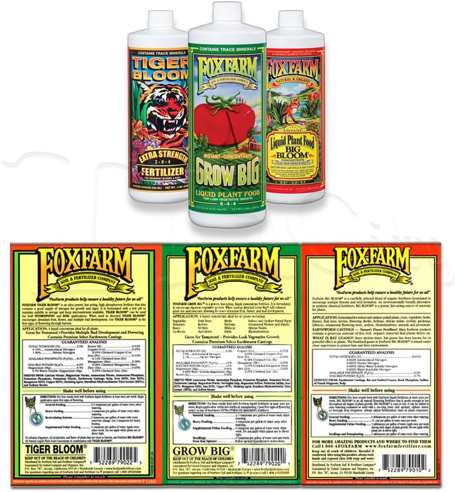 Amazon.com : Fox Farm Liquid Nutrient Trio Hydro Formula: Big Bloom ...