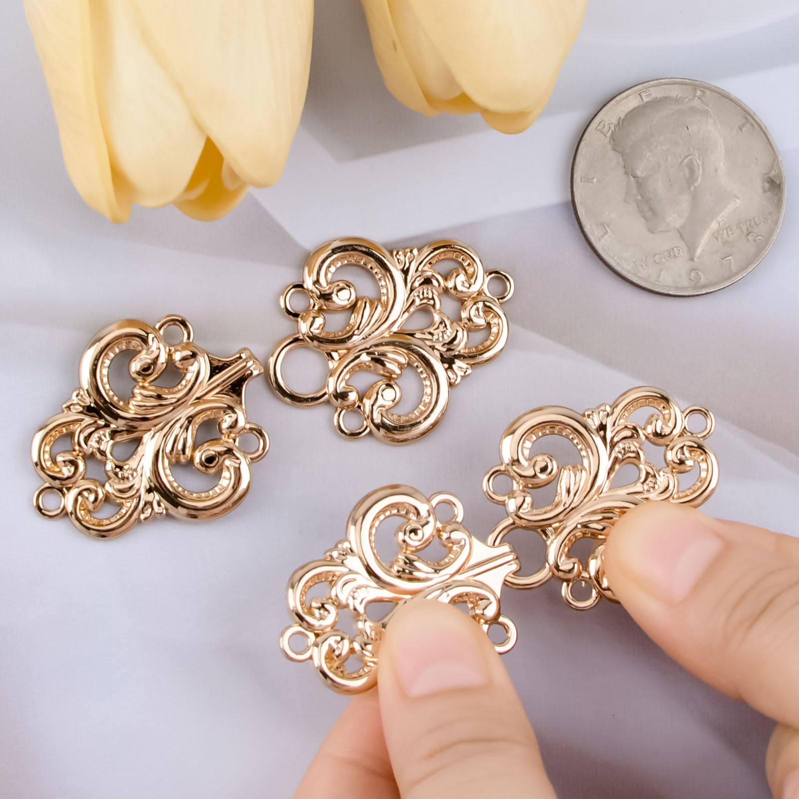 Snapklik.com : Cloak Clasp Fasteners, 2 Pairs Vintage Cape Clasps Swirl ...