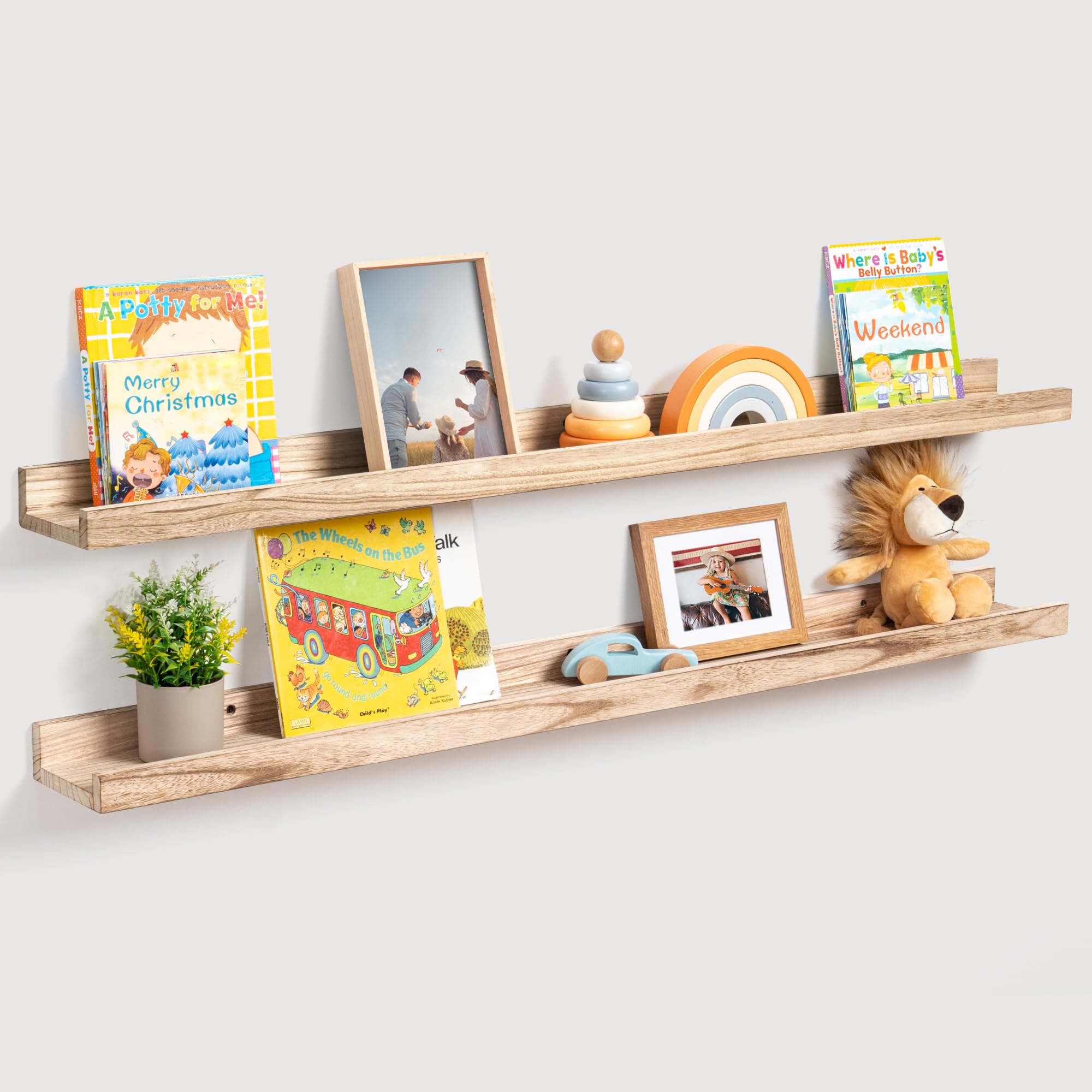 Fun Memories Floating Shelves 48 Inch Long, Rustic Wooden Picture Shelf ...