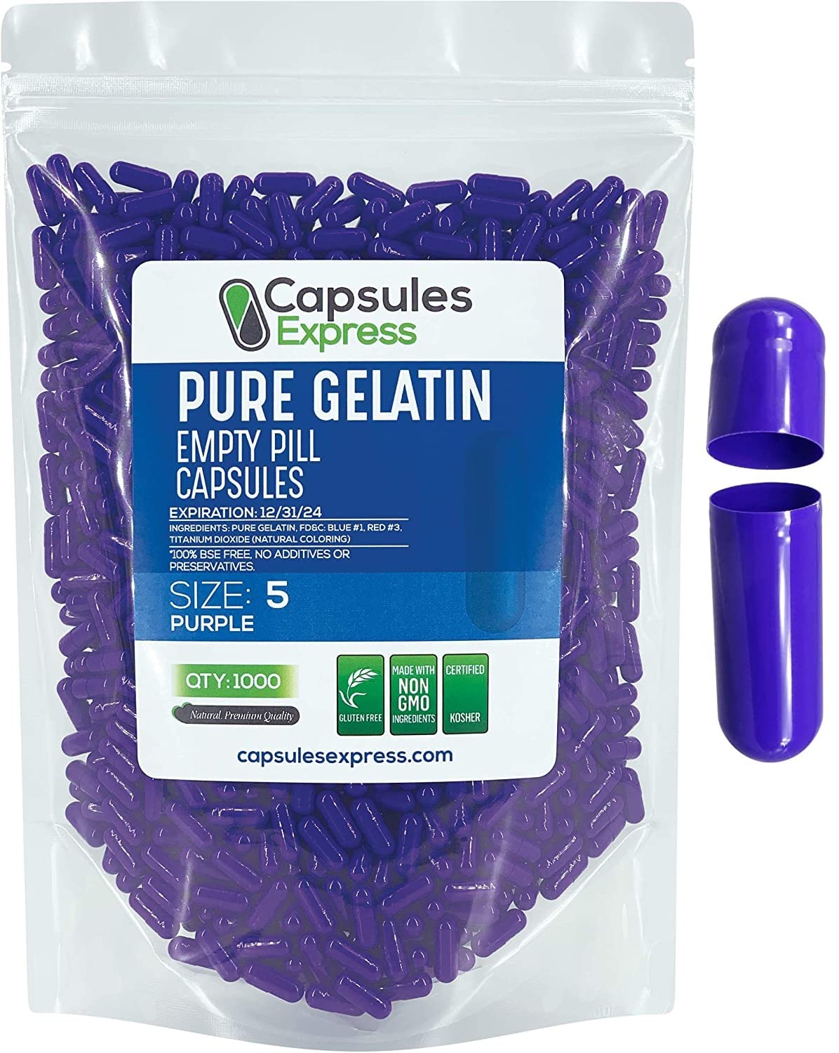 Xprs Nutra Size 5 Empty Capsules Purple Colored Empty Gelatin ...