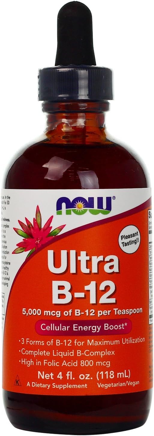 Amazon.com: NOW Supplements, Ultra B-12, Liquid, 800 mcg Folic Acid ...