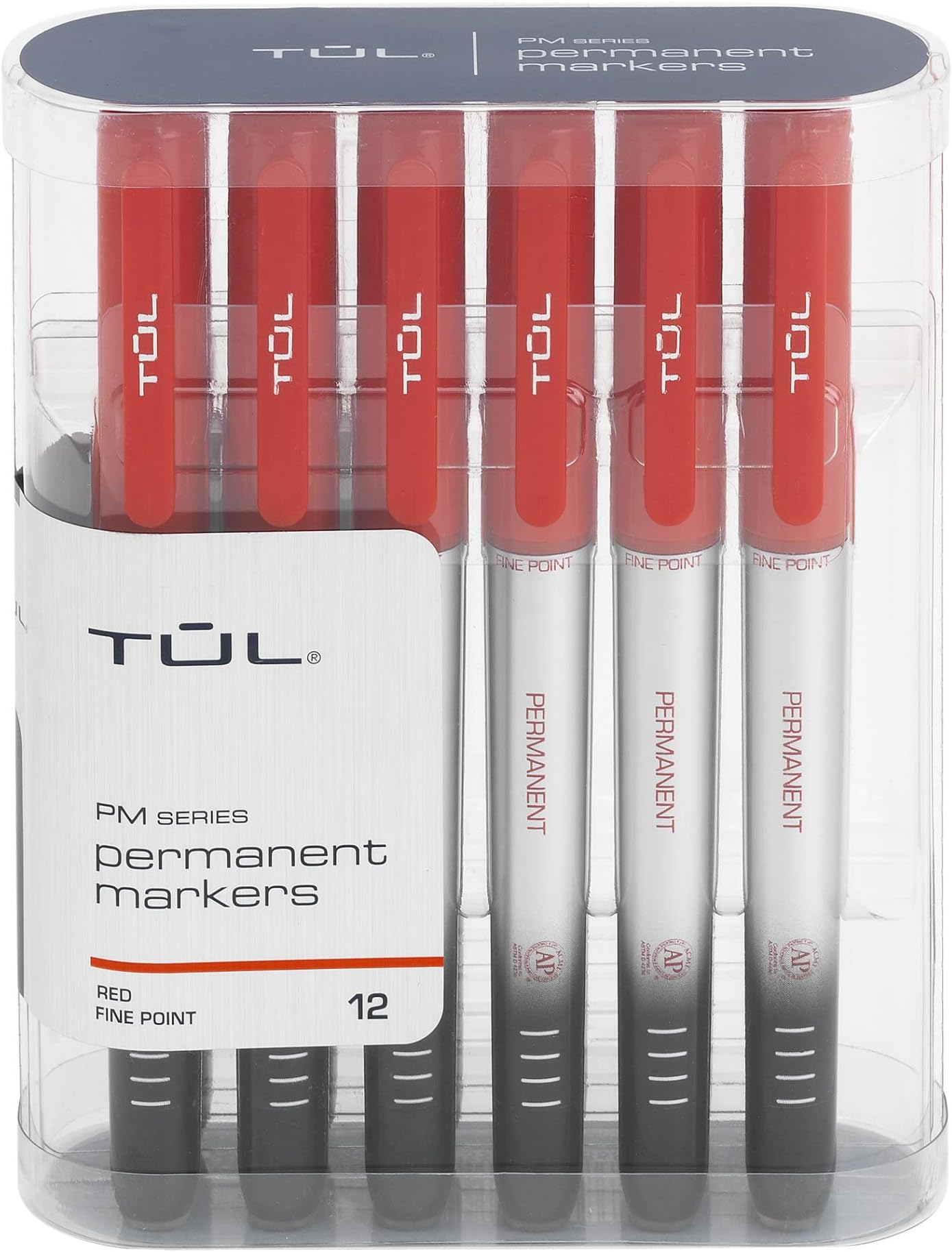 Amazon.com : TUL® Permanent Markers, Fine Point, Silver Barrel, Red Ink ...