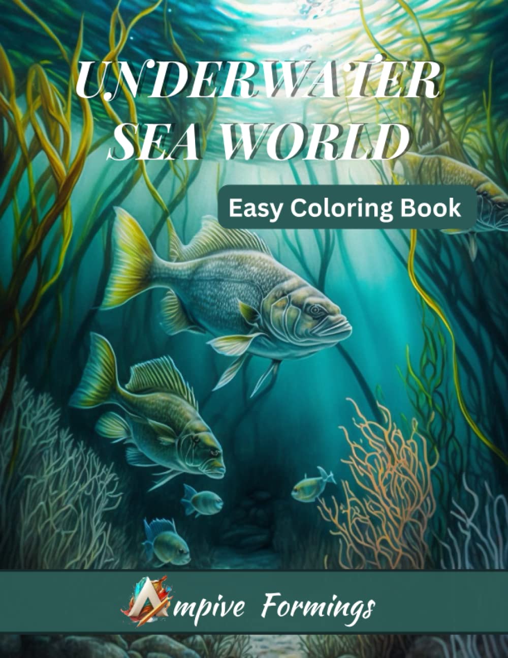 Underwater Sea World Coloring Book: Simple, Relaxing, Large print ...