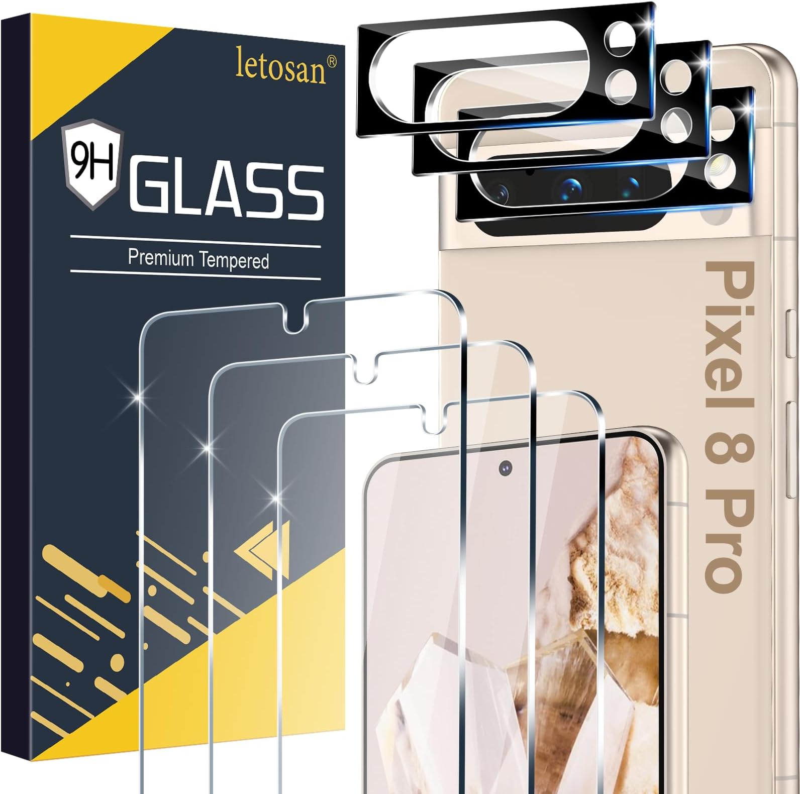 [3+3 Pack] Glass Screen Protector for Google Pixel 8 Pro 5g, 9H ...