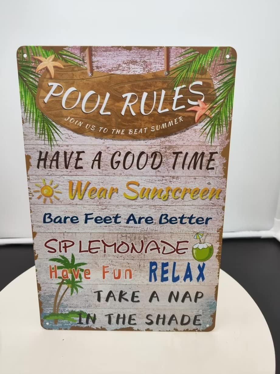 Amazon.com : Retro Pool Decor Funny Pool Rules Sign Vintage Tin Sign 12 ...