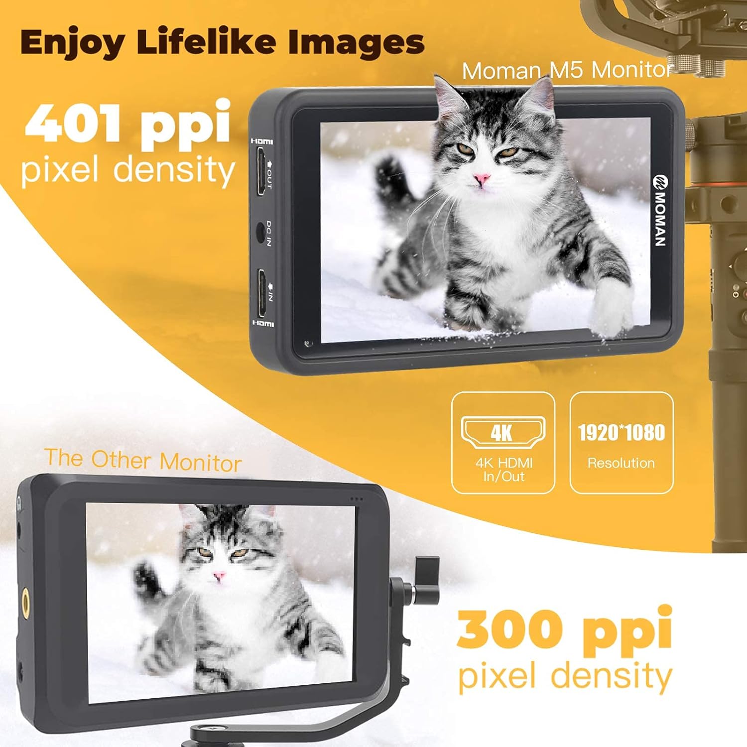 Field Monitor, Moman M5 Camera Monitor Touch Screen 5.5 Inch 1000Nits ...