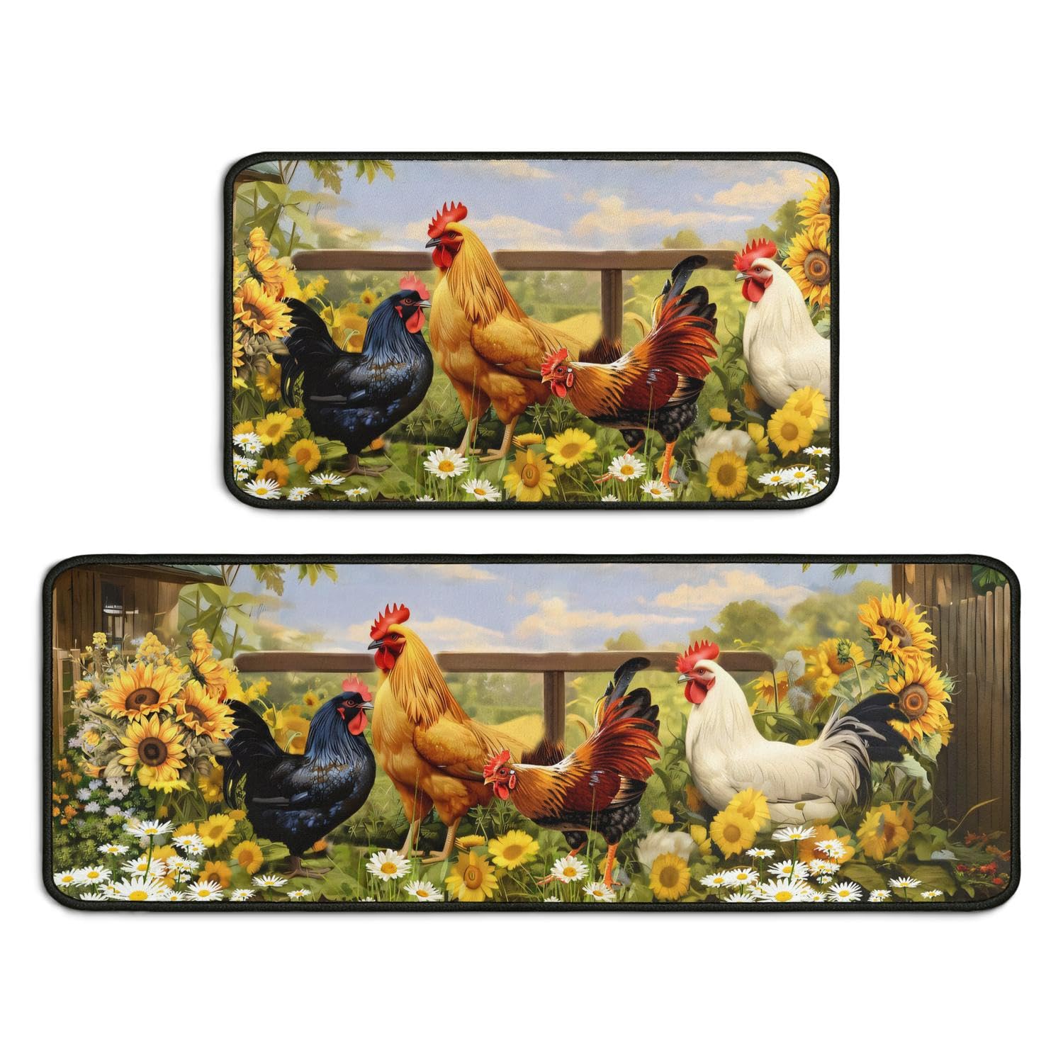 Amazon.com: Rooster Kitchen Mats for Floor Kitchen Rugs Sets of 2 Non ...