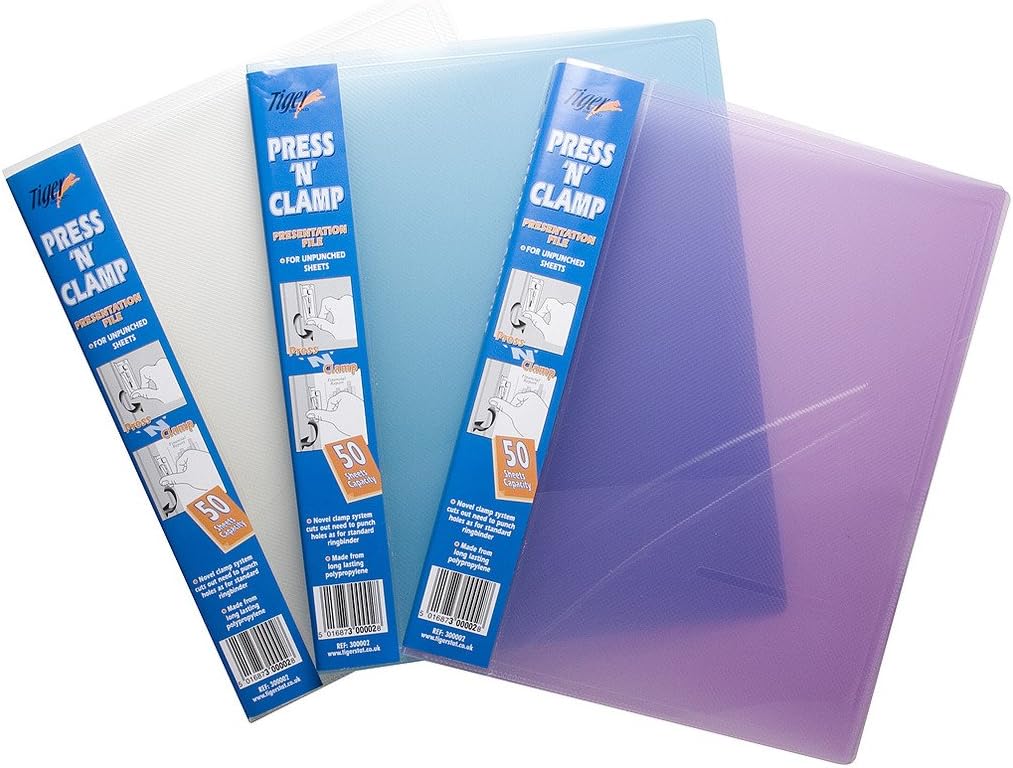 Tiger 1 x A4 Press 'N' Clamp File Storage Folder Plastic/Metal Display ...