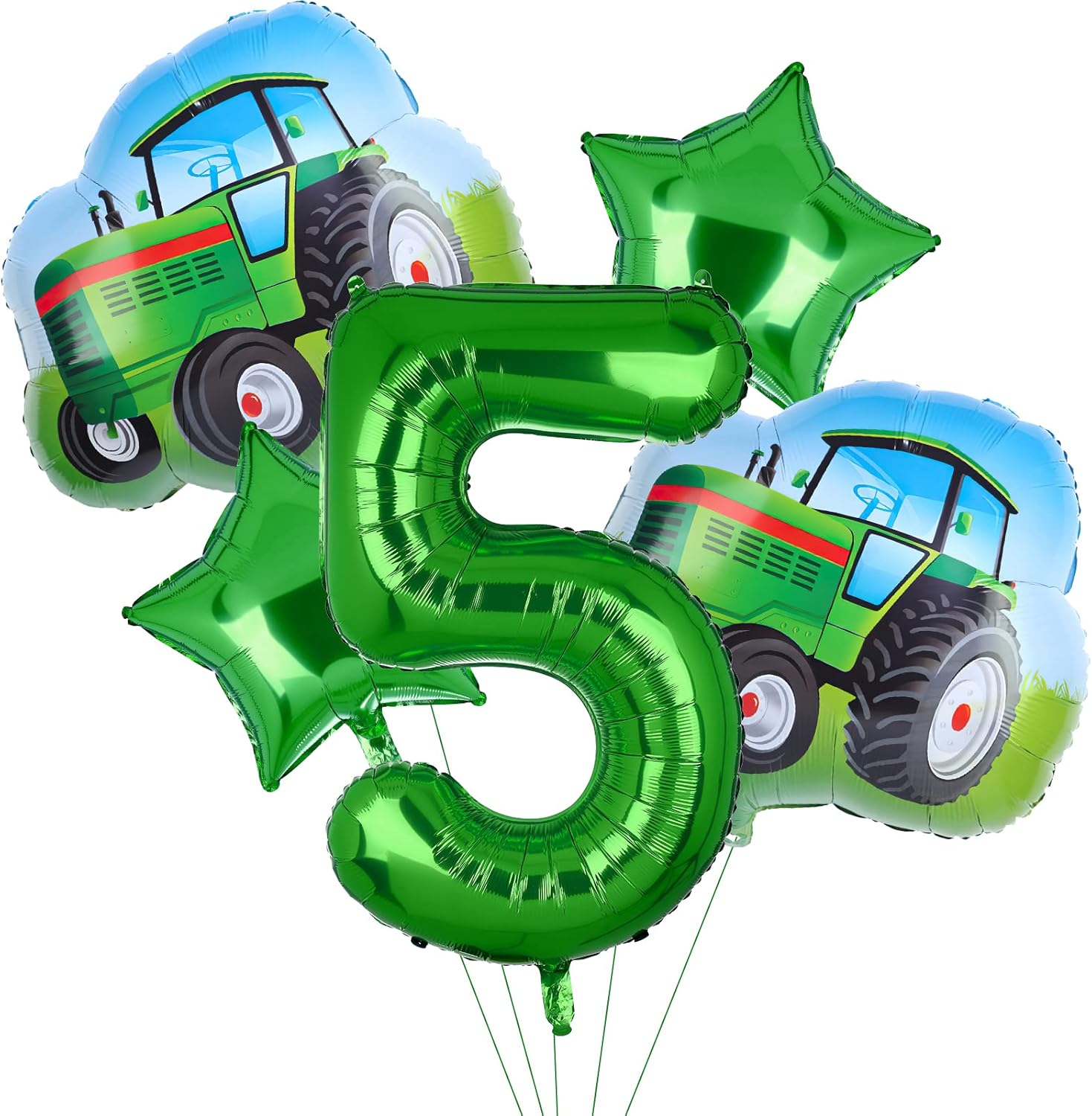 Amazon.com: 5Pcs Tractor Balloons, Green Tractor Birthday Number Mylar ...