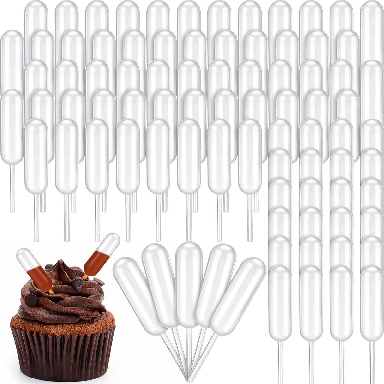 Snapklik.com : 500 Pcs 4 Ml Cupcake Pipettes Clear Plastic Transfer ...
