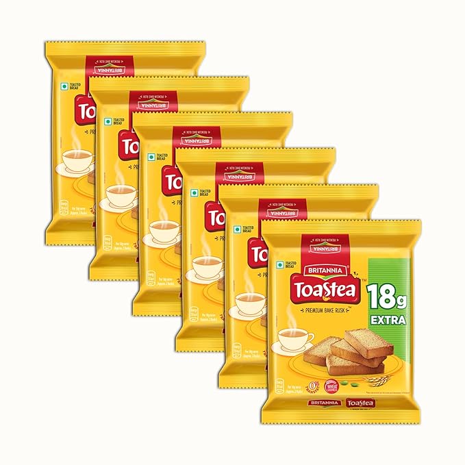 Britannia Toastea Premium Bake Rusk Toast, 182g Pack of 6 : Amazon.in ...
