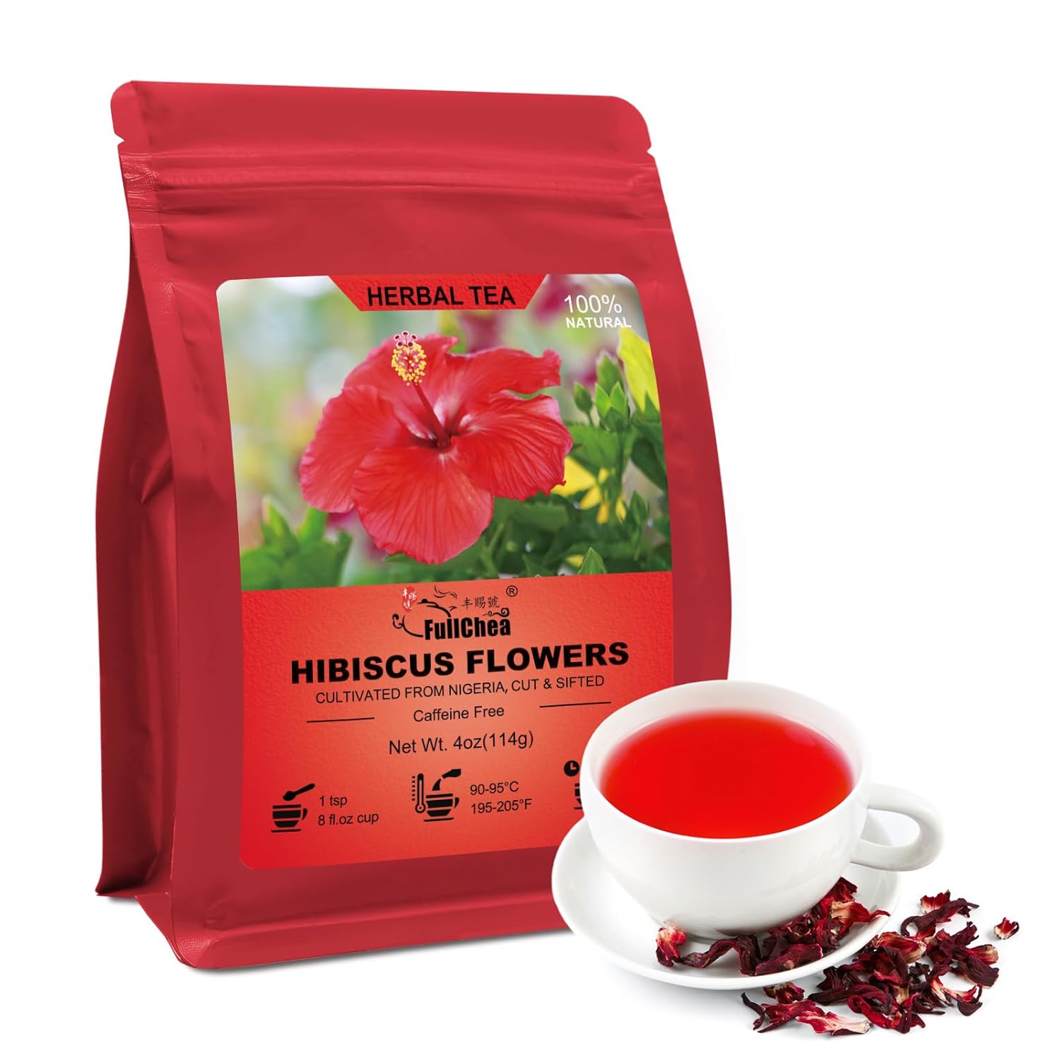 Amazon.com : FullChea- Hibiscus Flowers, 4oz/114g, Cut & Sifted - Dried ...