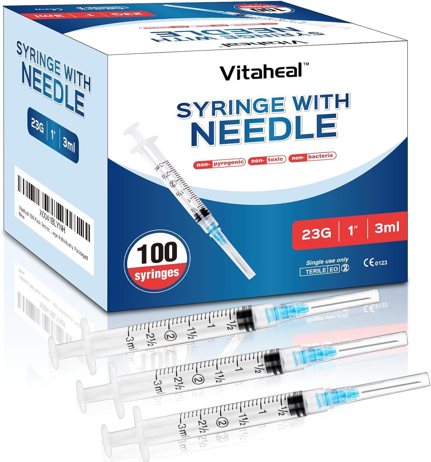 Amazon.com: 100 Pack 3ml Syringes with Needle, 23 Ga 1.0 inch Needle ...