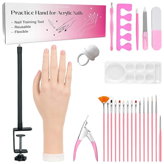 Amazon.com: Practice Hand for Acrylic Nails, Flexible Bendable Fake ...