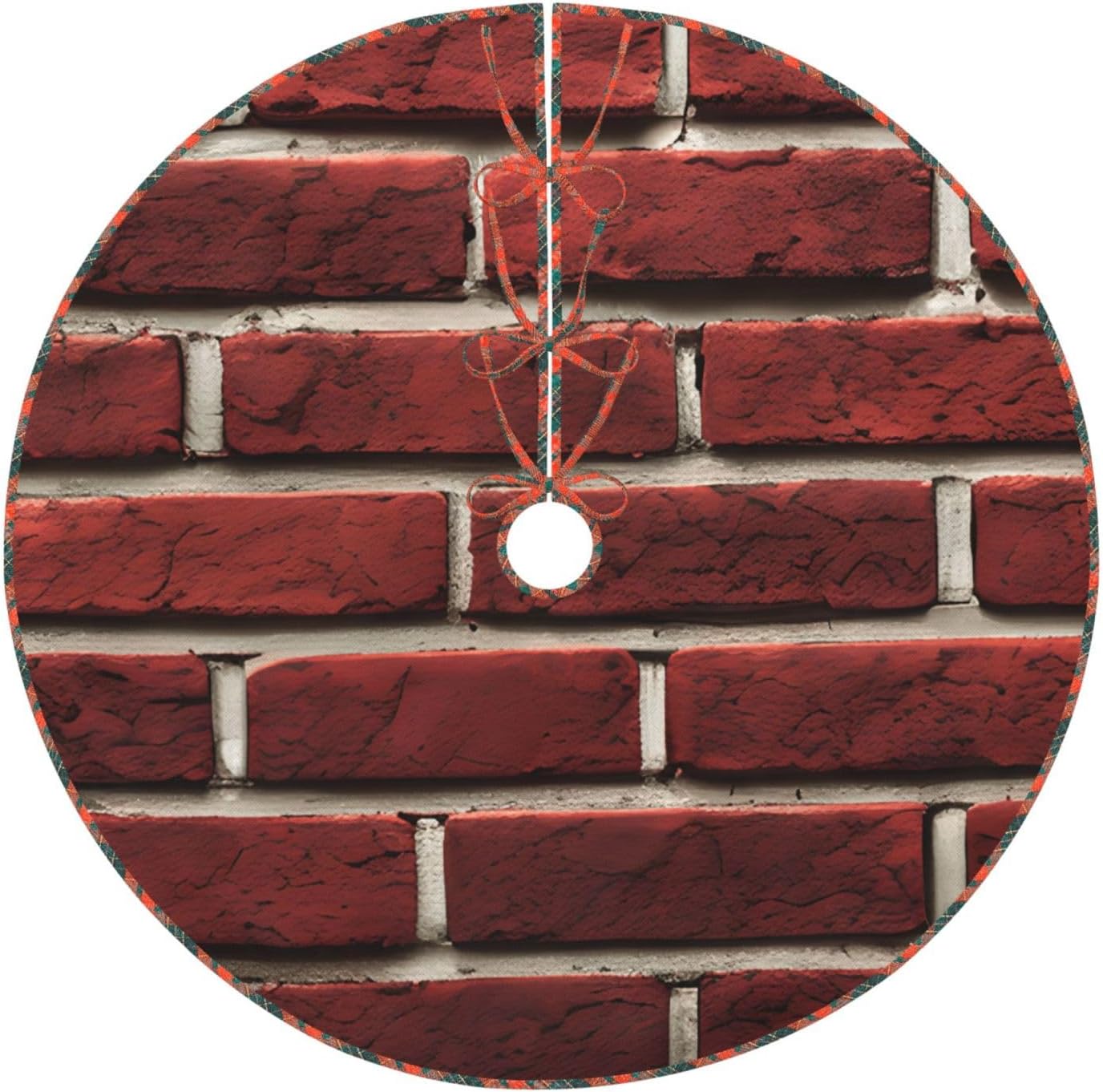 Brick Red Stone print Christmas tree skirt, fit for Christmas, parties ...