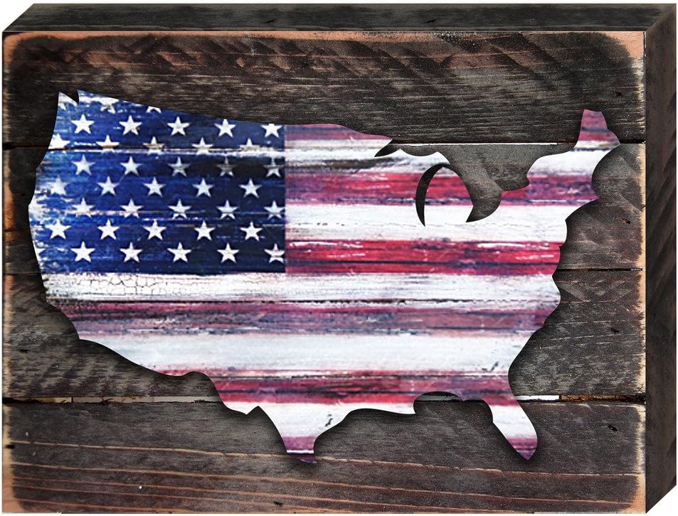 Amazon.com: Designocracy USA Map Vintage Americana Rustic Board Wall ...