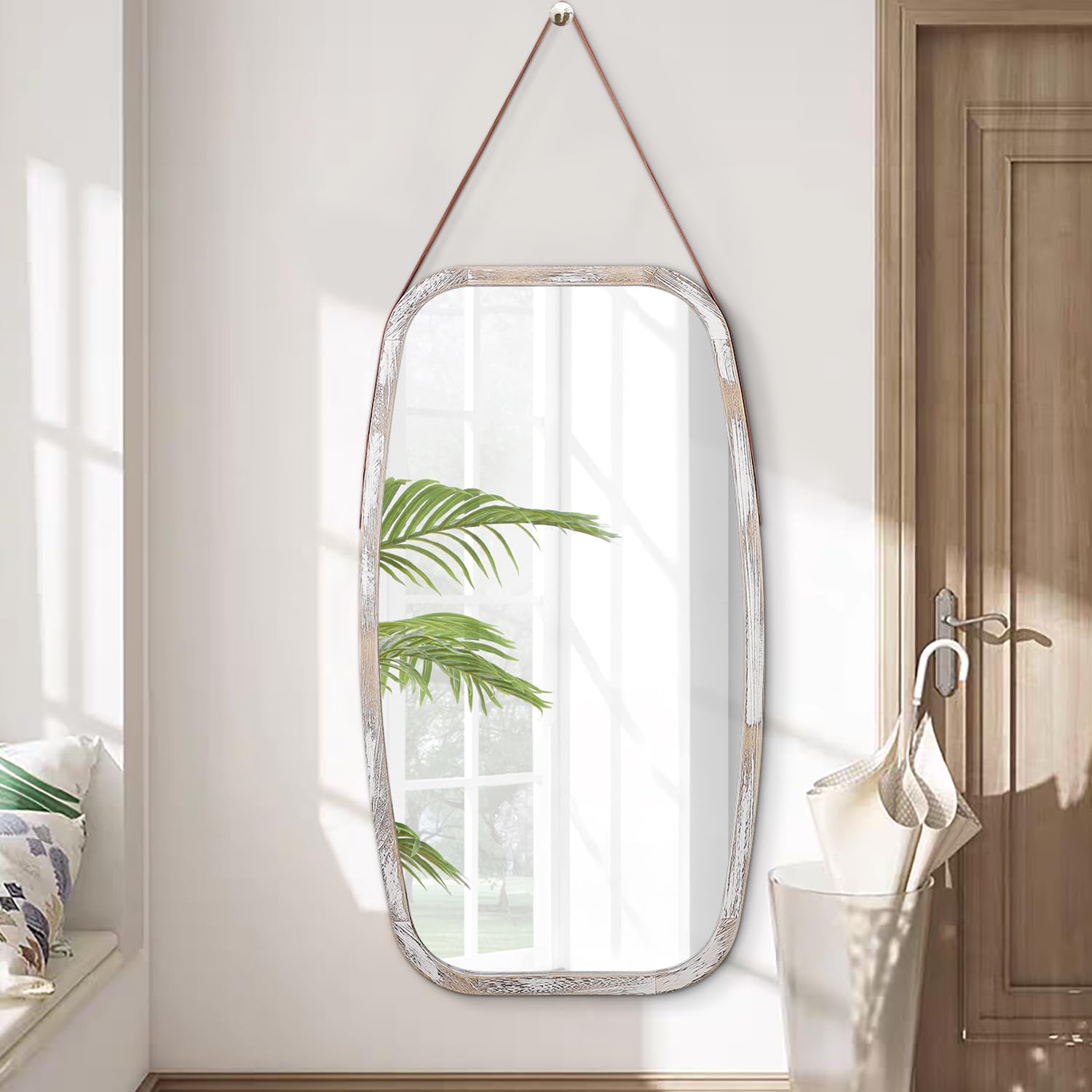 AAZZKANG Large Hanging Mirror Rustic Wall Mirror 77x44cm Decorative ...