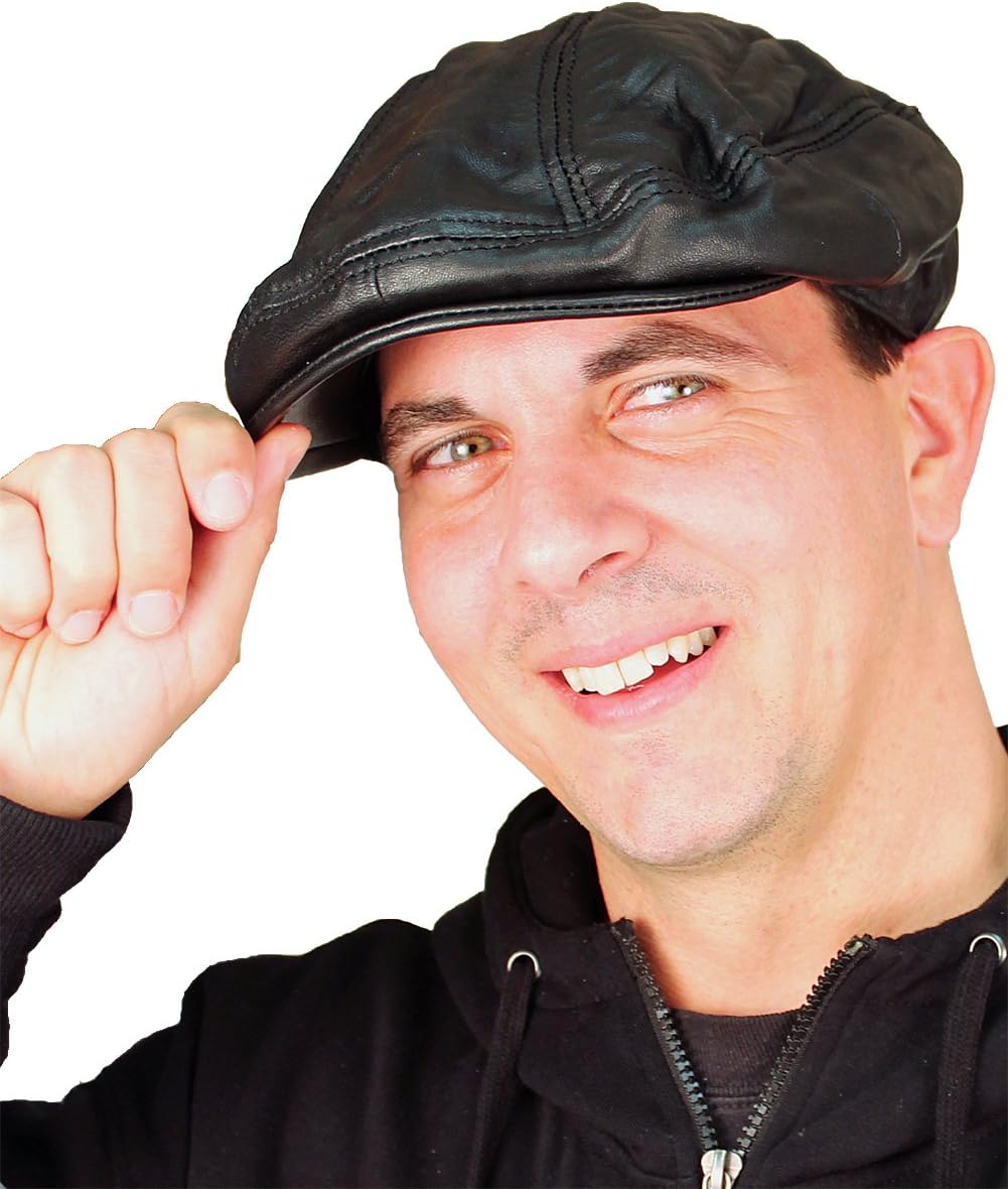 Genuine Soft Leather Driving Flat Cap - Mens Stylish Fashion Sport Hat ...