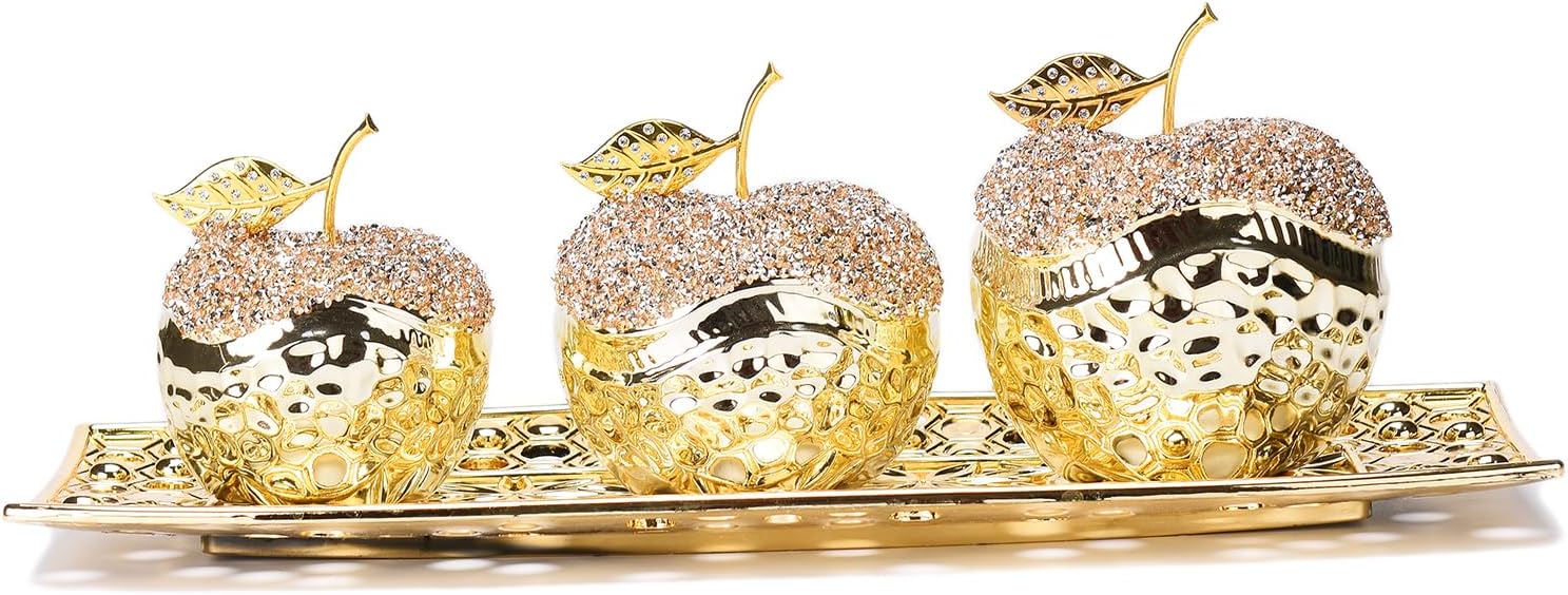 Amazon.com: NYMYHE Glam Ceramic Apple Statue with Plate Creative Modern ...