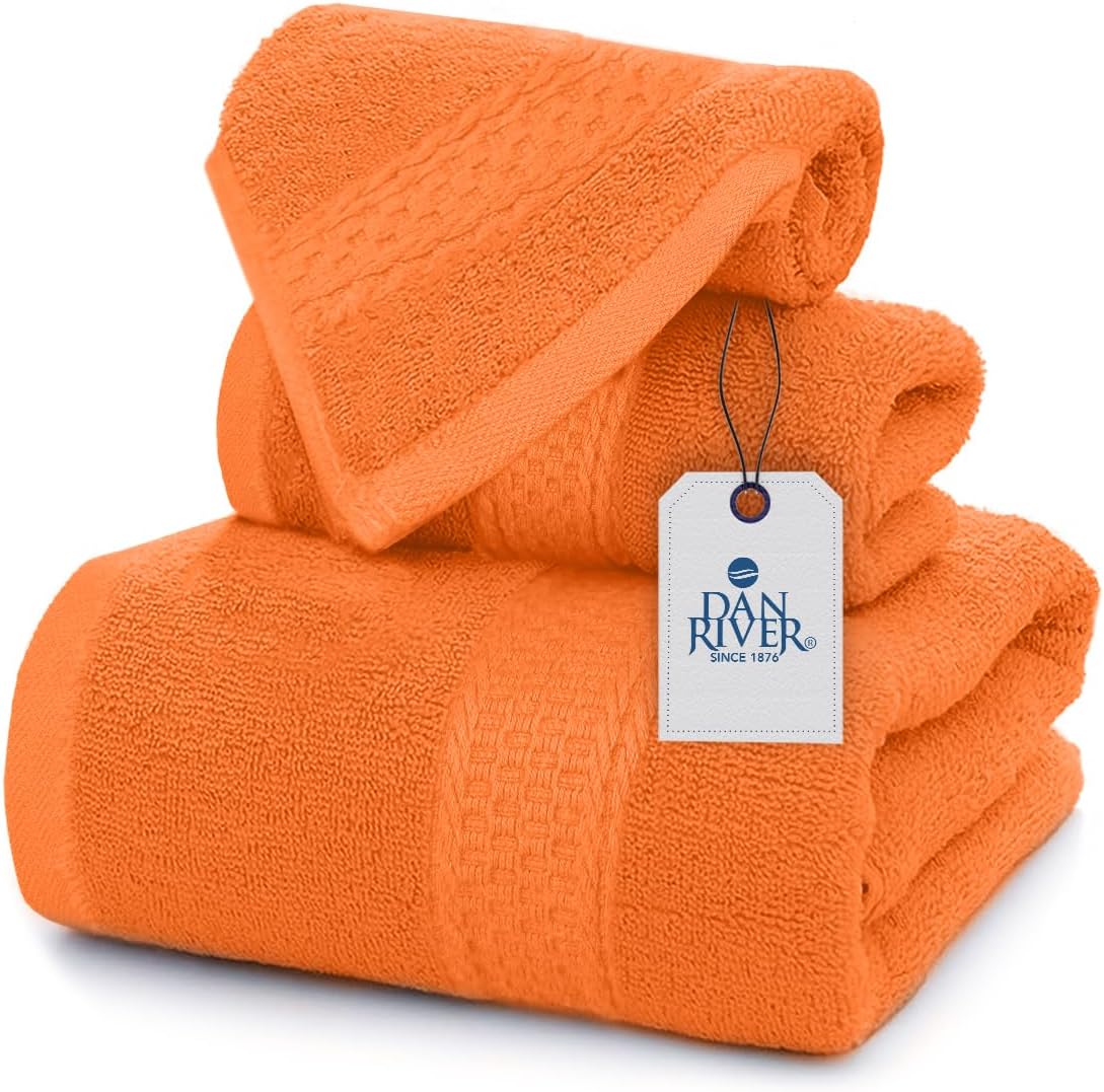 Amazon.com: DAN RIVER 100% Ring Spun Cotton 3-Piece Towel Set, Orange ...